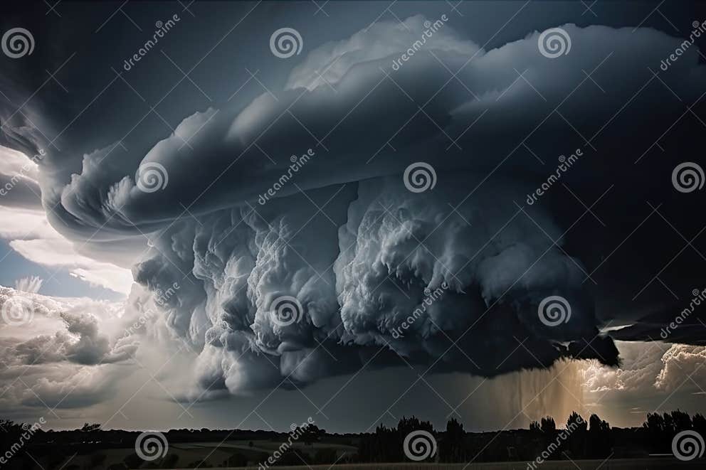 Foreboding Dark and Gloomy Clouds during a Massive Storm Stock ...