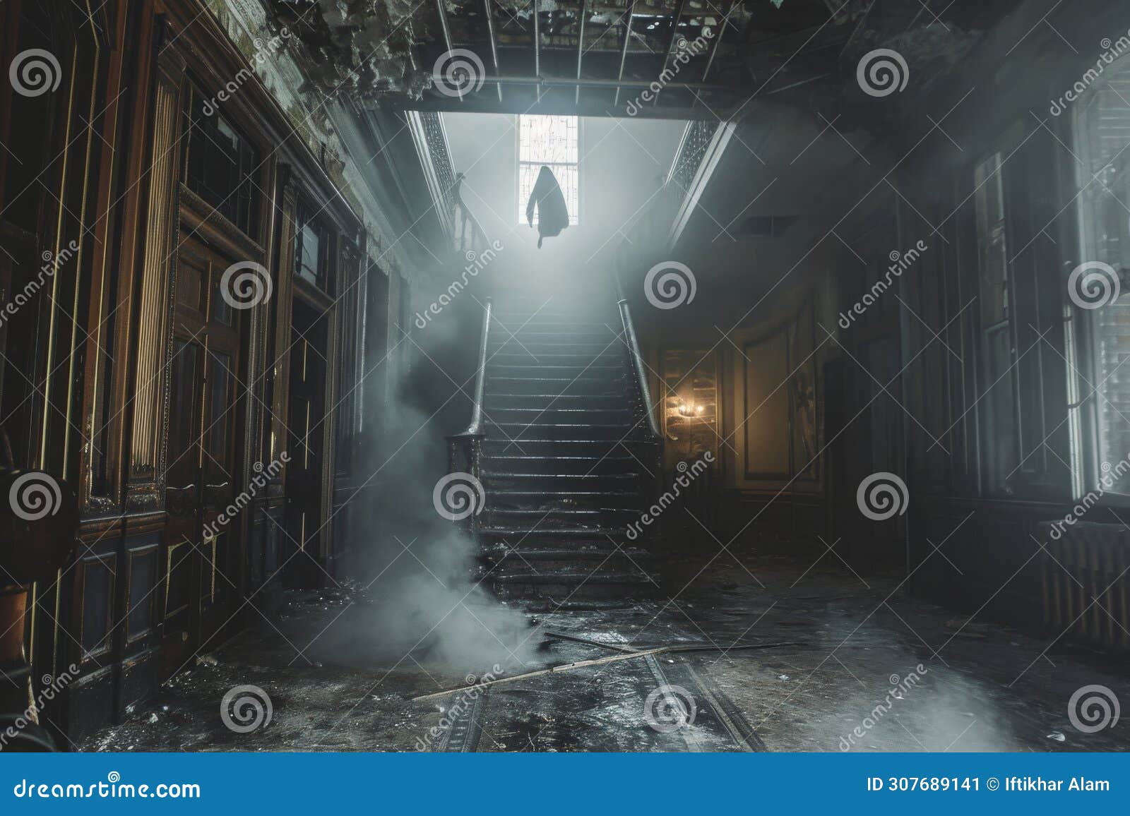 A Hallway Filled With Boxes That Are Submerged In Water Due To Flooding ...