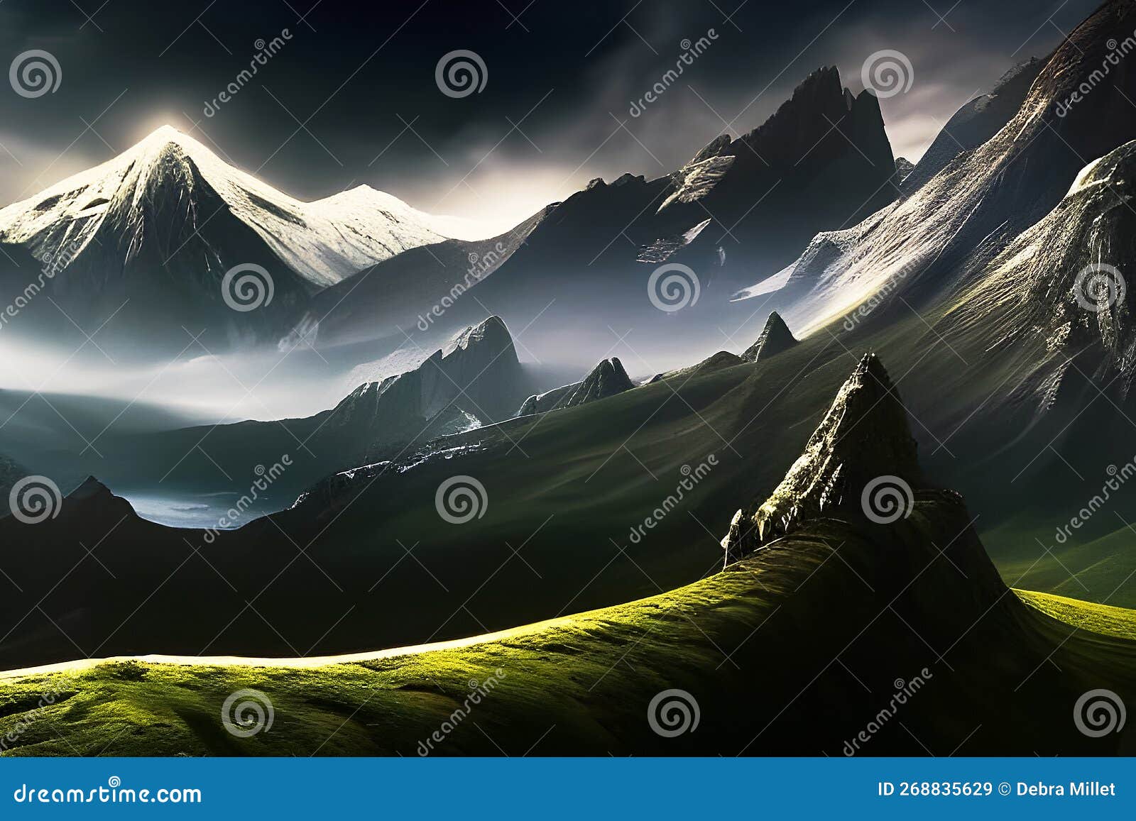 Foreboding Mountain Landscape Depiction Stock Illustration ...