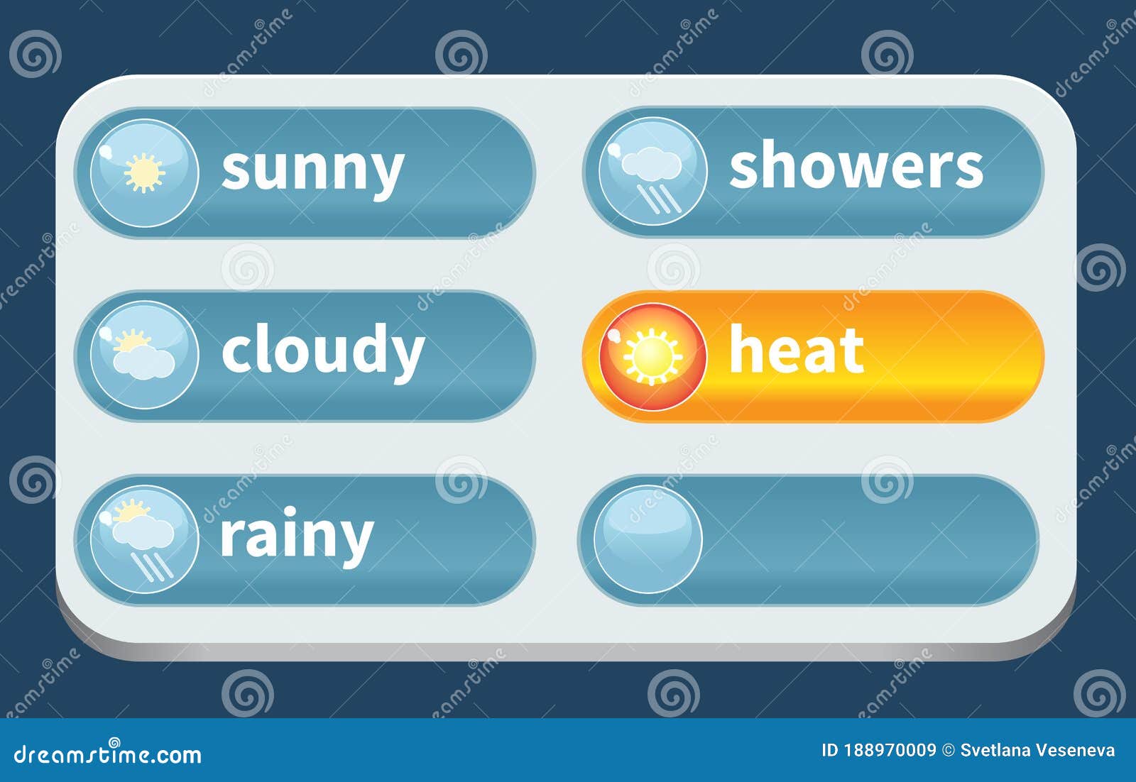 Forecast Blue Weather Icons or Buttons Stock Vector - Illustration of ...