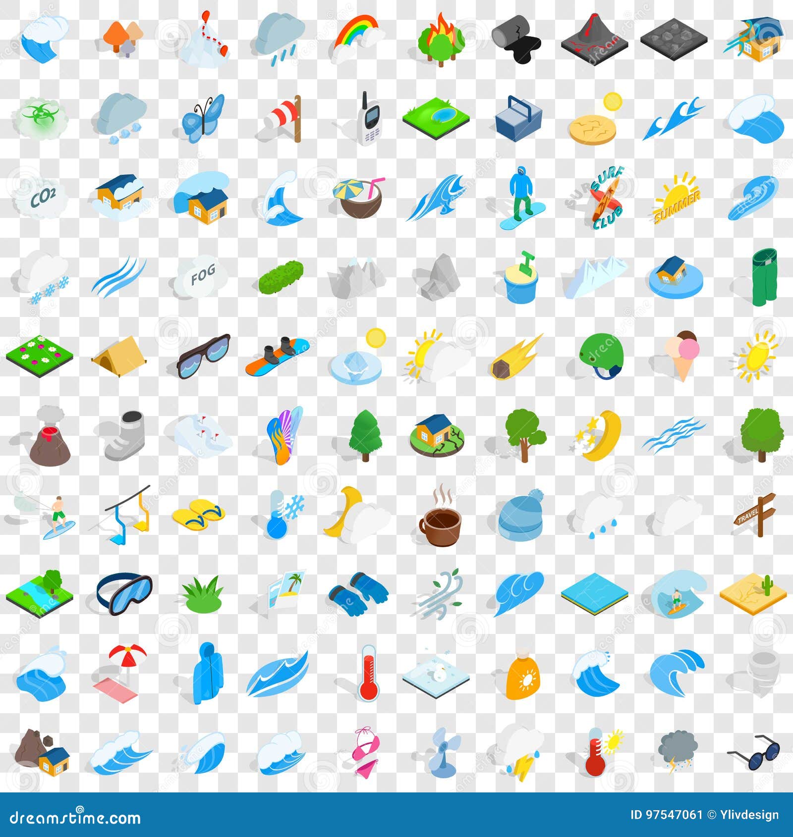 100 Forecast Icons Set, Isometric 3d Style Stock Vector - Illustration ...