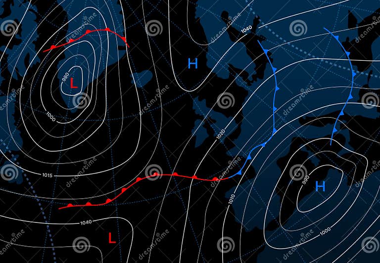 Forecast Weather Isobar Map, Temperature Diagram Stock Vector ...