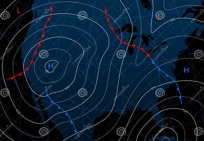 Forecast Weather Isobar Map, Wind Front Stock Illustration ...