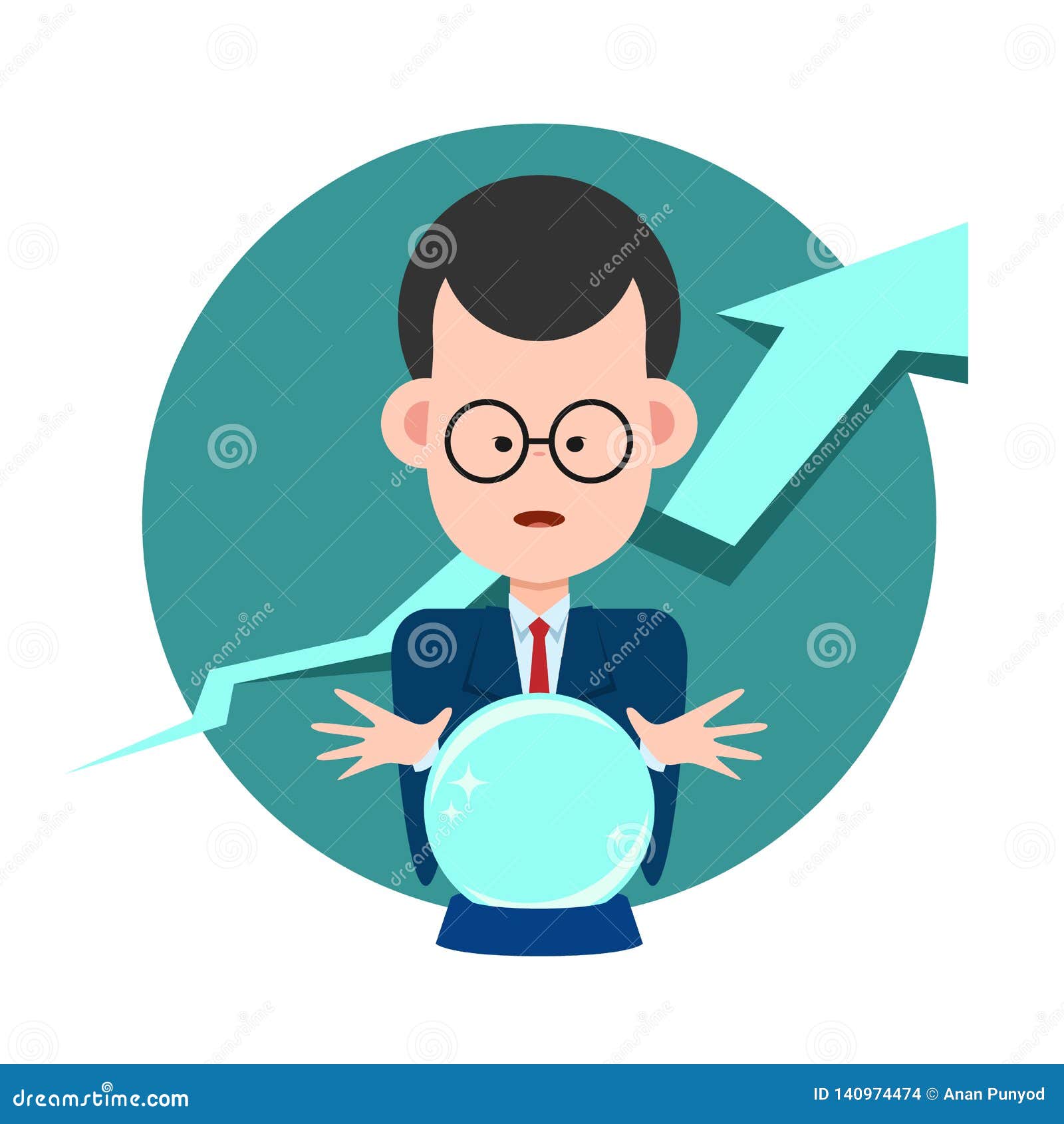 Forecasting Concept With Business Man Using The Crystal Ball To ... Forecasting Concept With Business Man Using The Crystal Ball To ...