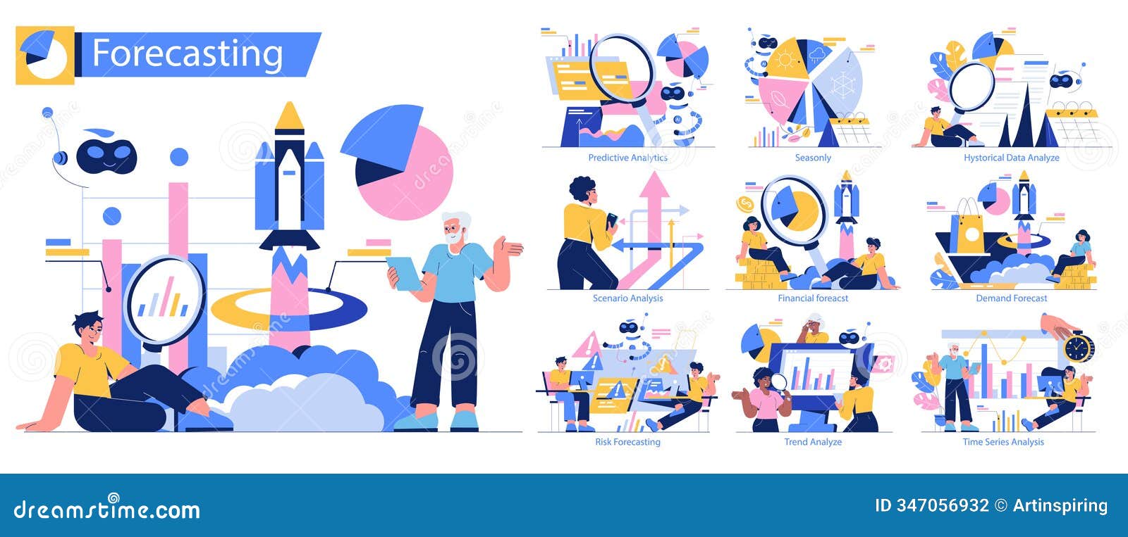 Forecasting. Flat Vector Illustration | CartoonDealer.com #354412603
