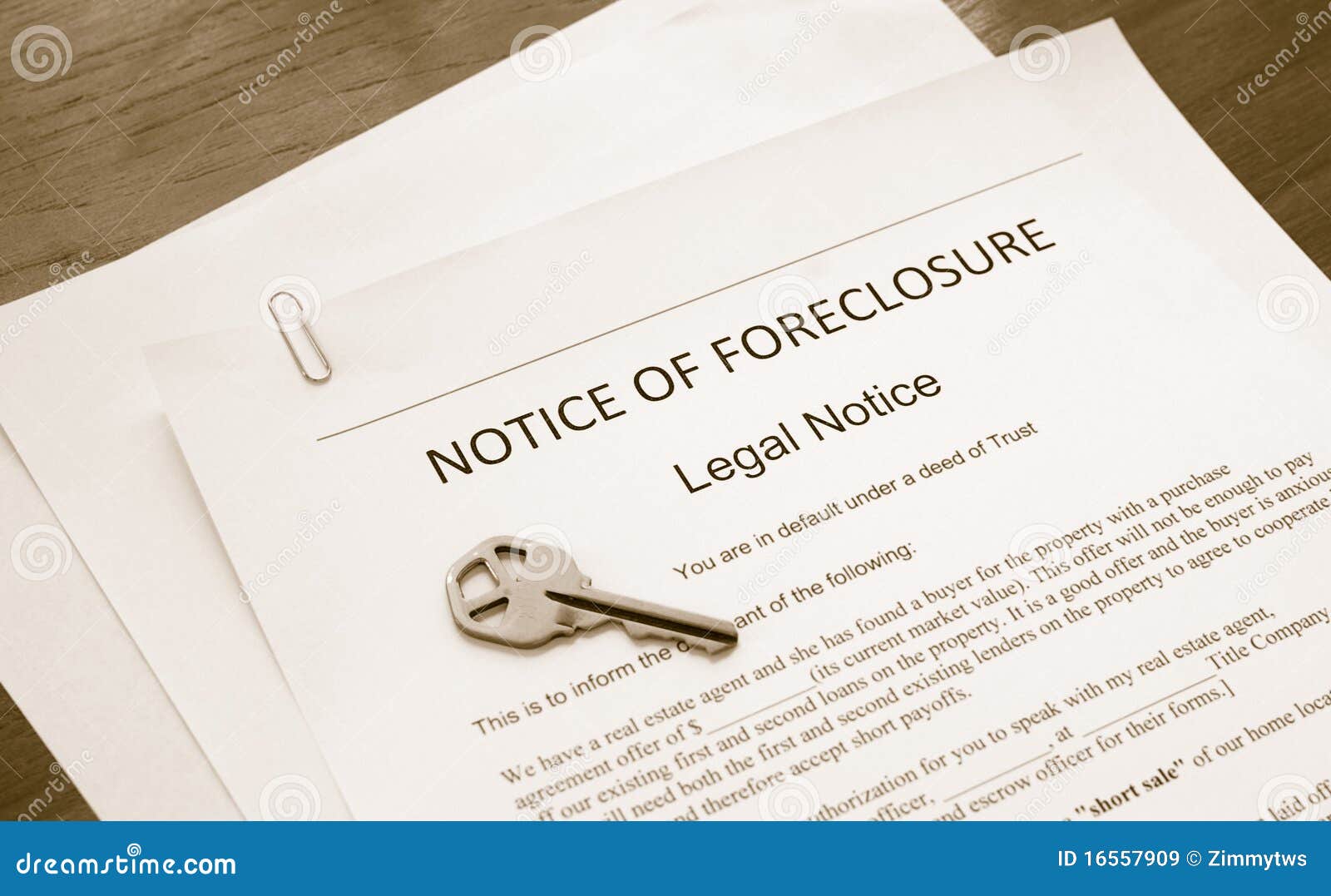 Foreclosure notice stock image. Image of mortgage, document - 16557909