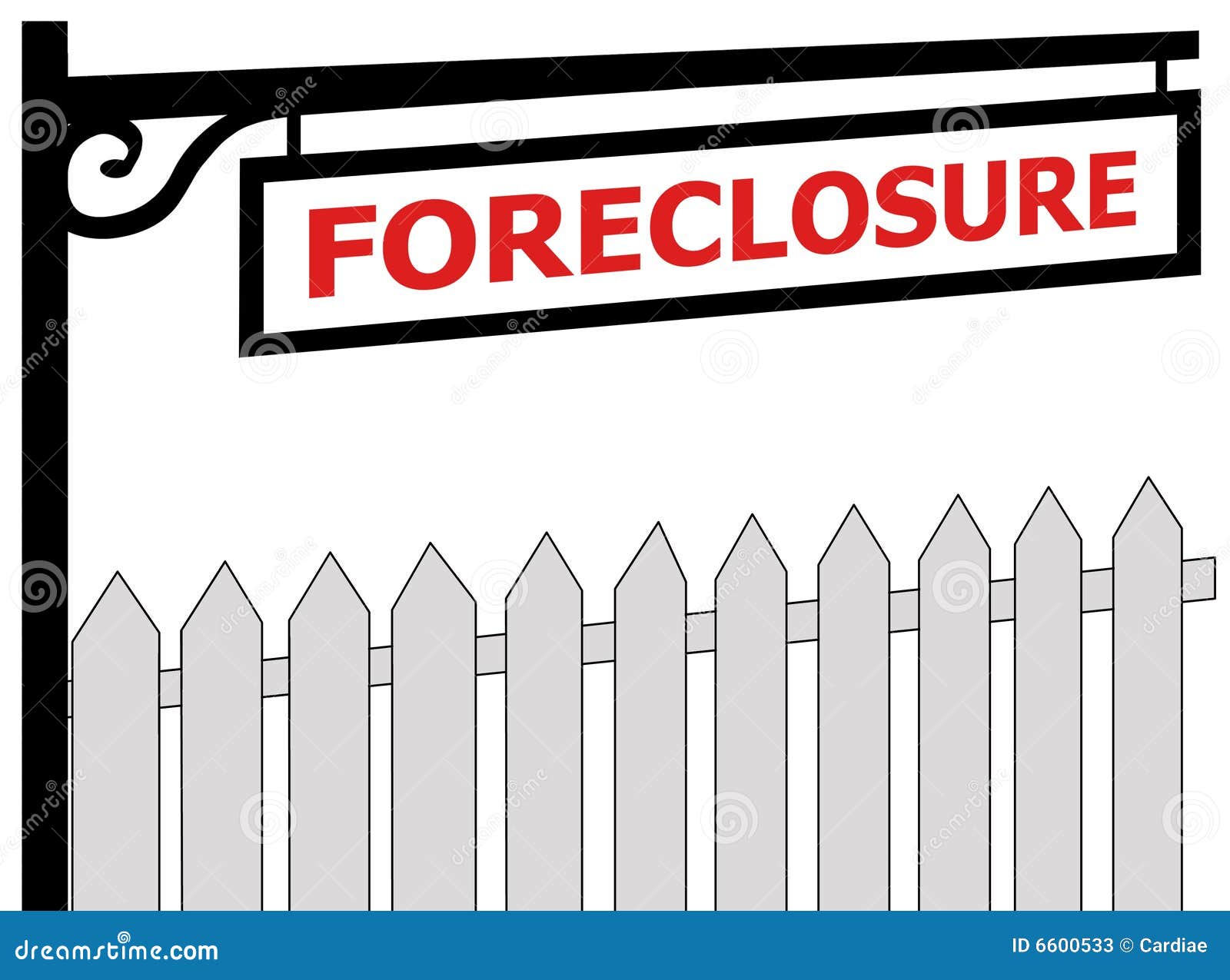 FORECLOSURE Sign and a Fence Stock Illustration - Illustration of lease ...