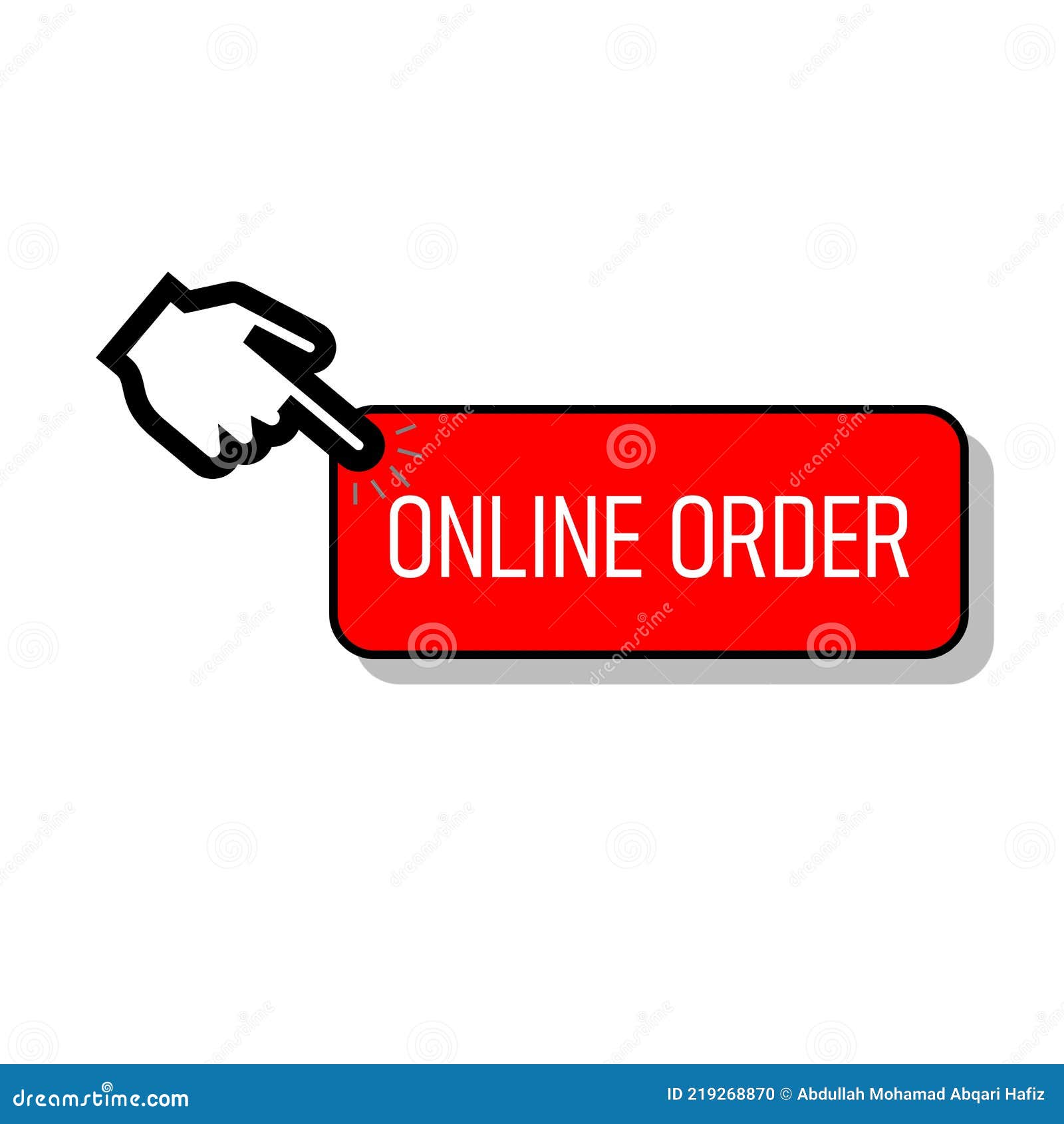 Forefinger Press on Red Online Order Button. Stock Illustration ...