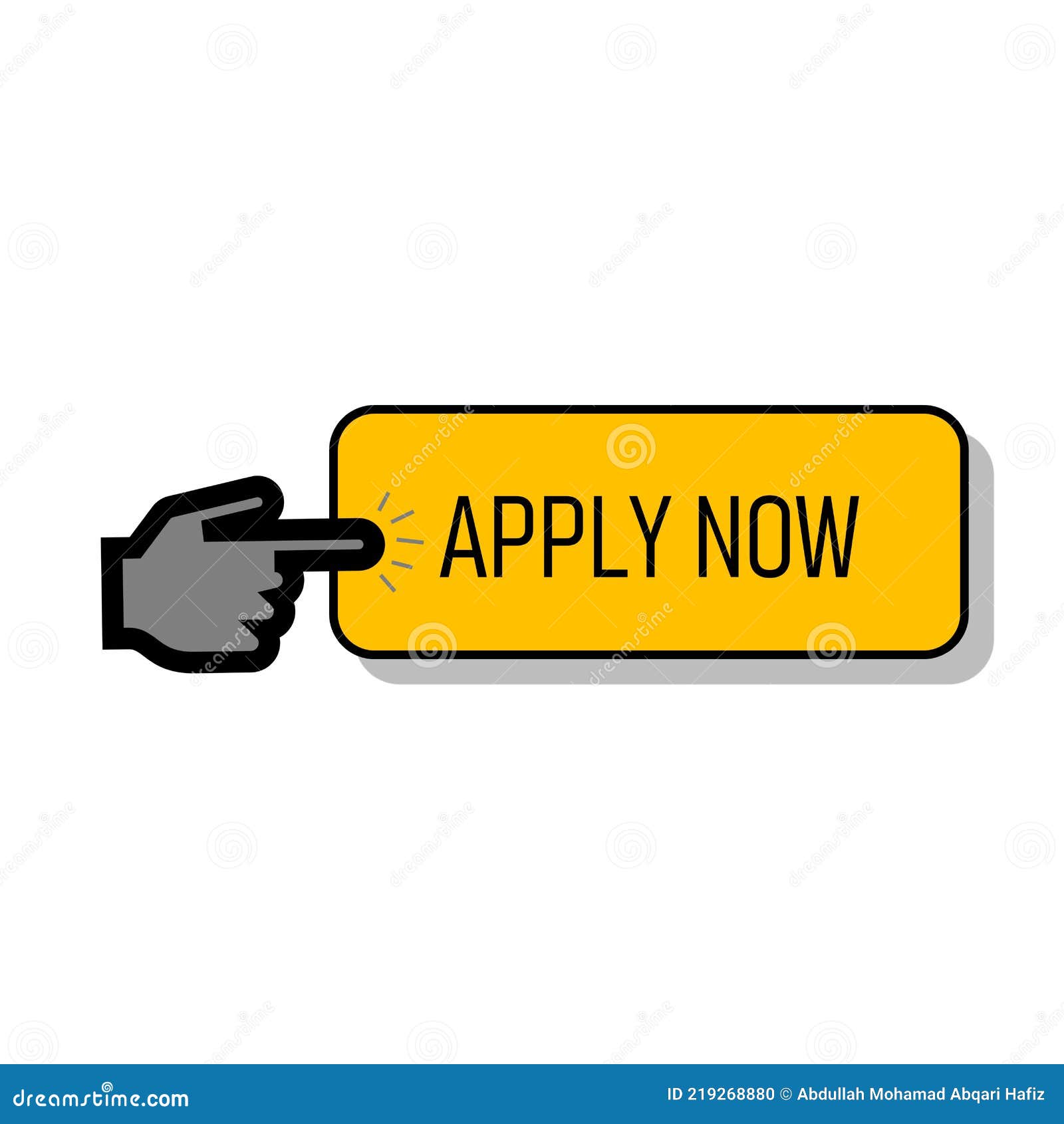 Forefinger Press on Yellow Apply Now Button. Stock Illustration ...