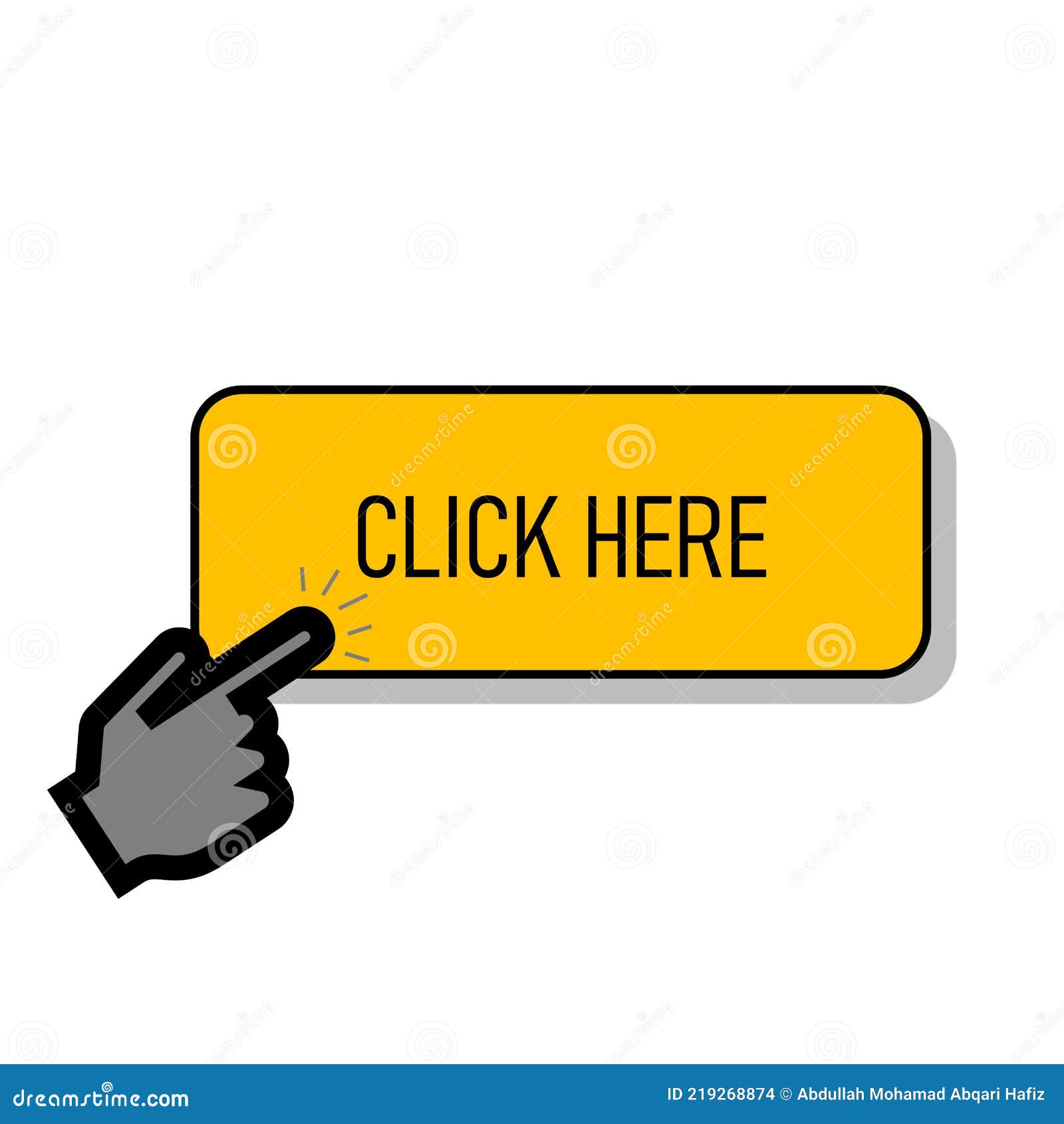 Forefinger Press on Yellow Click Here Button. Stock Illustration ...