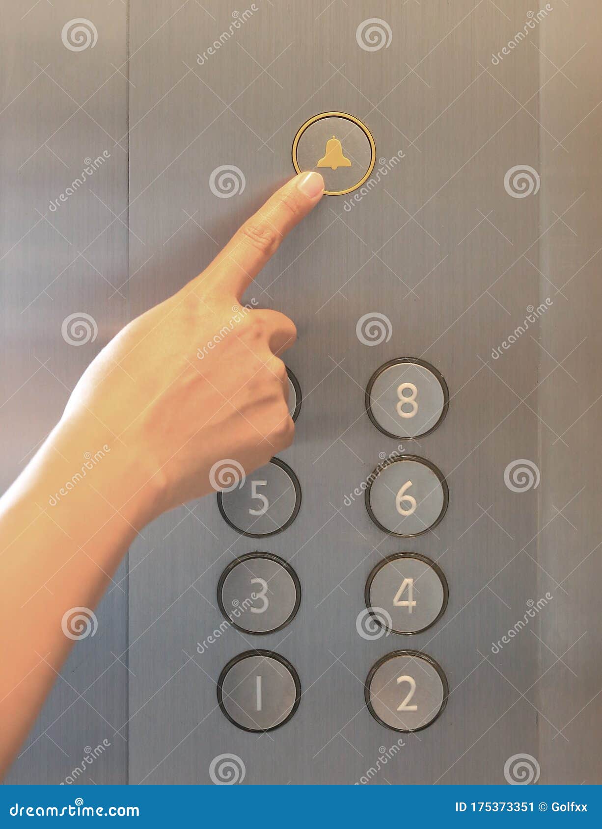 Forefinger Pressing the Alarm Bell Button in the Elevator Stock Image ...