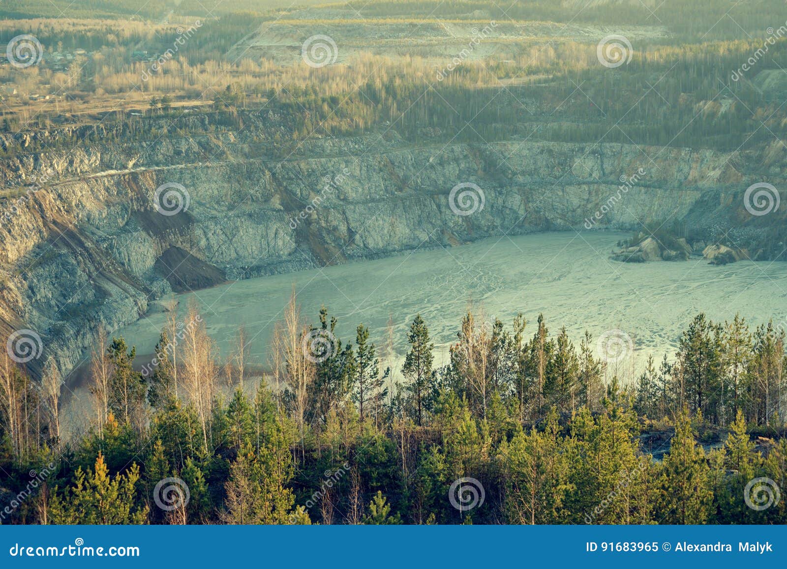 In the Foreground is Completely Filled with Oil Sludge Pit. Stock Image ...