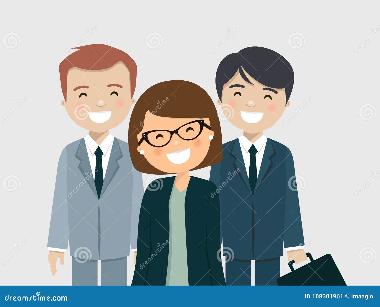 Foreground Happy Work Team at the Office Stock Vector - Illustration of ...