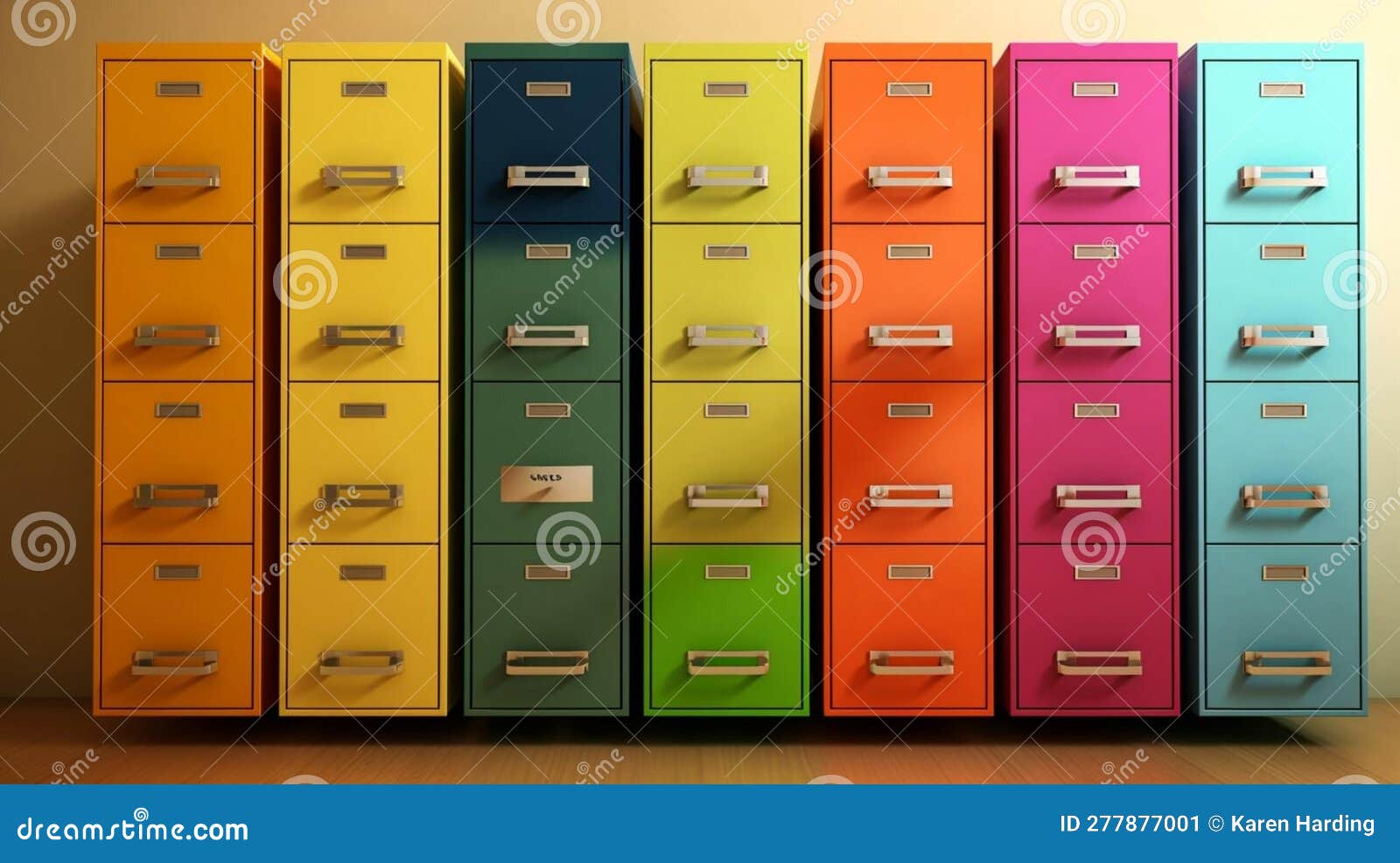 Multicolored Filing Cabinet on Orange Background Stock Illustration ...