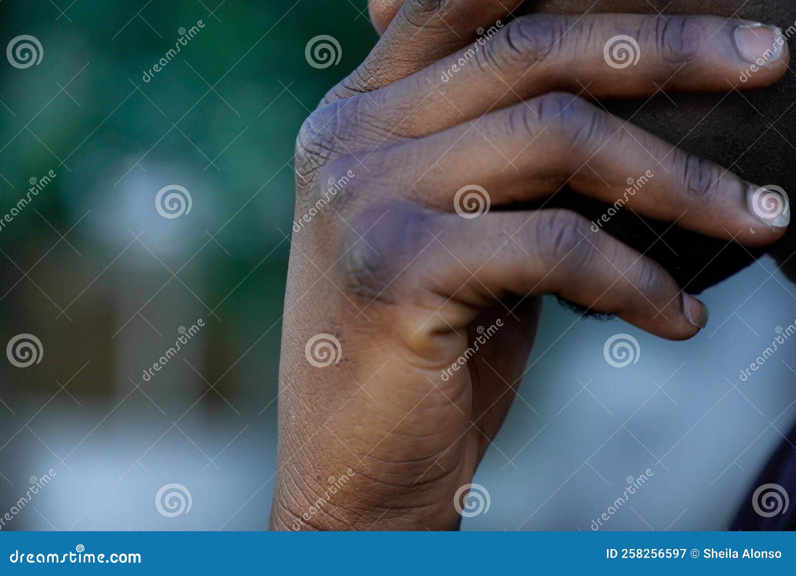 Foreground of Unrecognizable Portrait with a Black Hand Stock Image ...