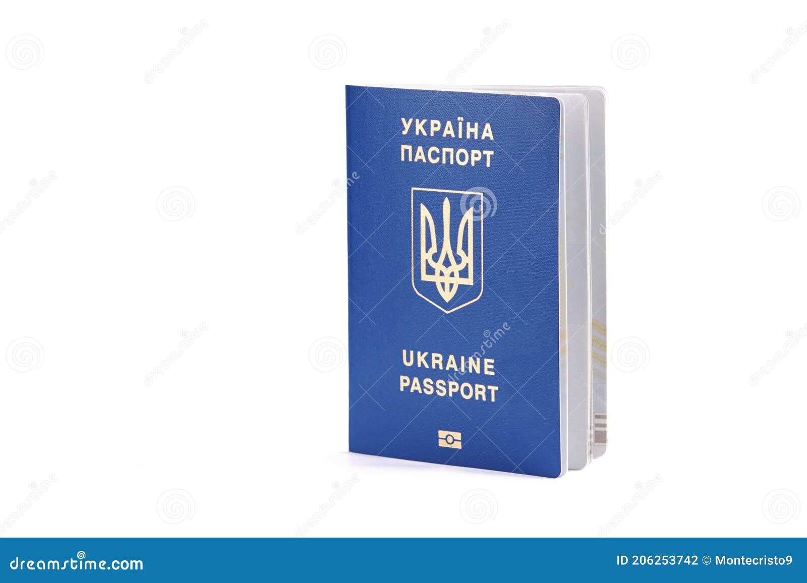 Foreign Biometric Passport Of A Citizen Of Ukraine Isolated On White