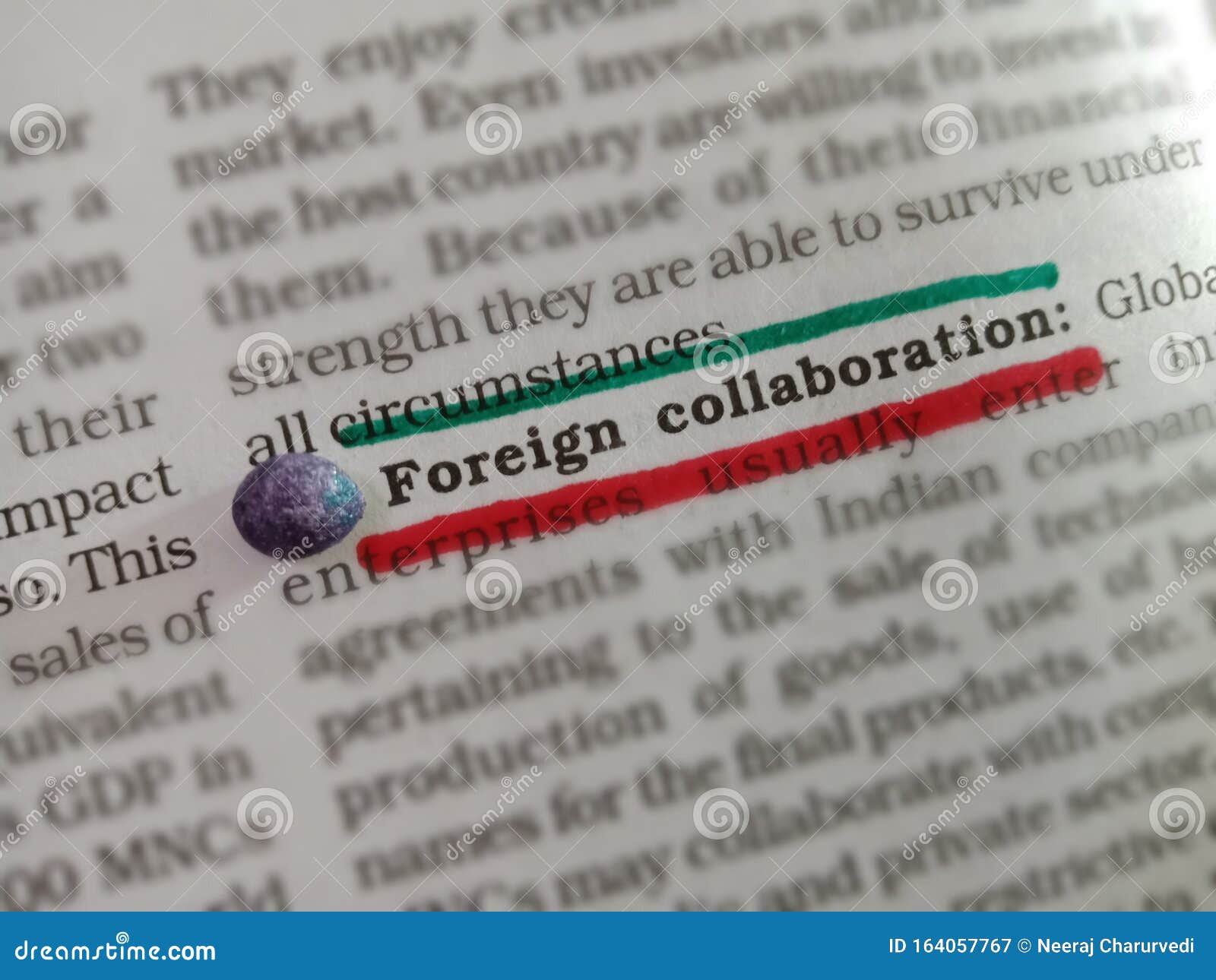 Foreign Collaboration Text Written on Book Page Underlined Text Form ...