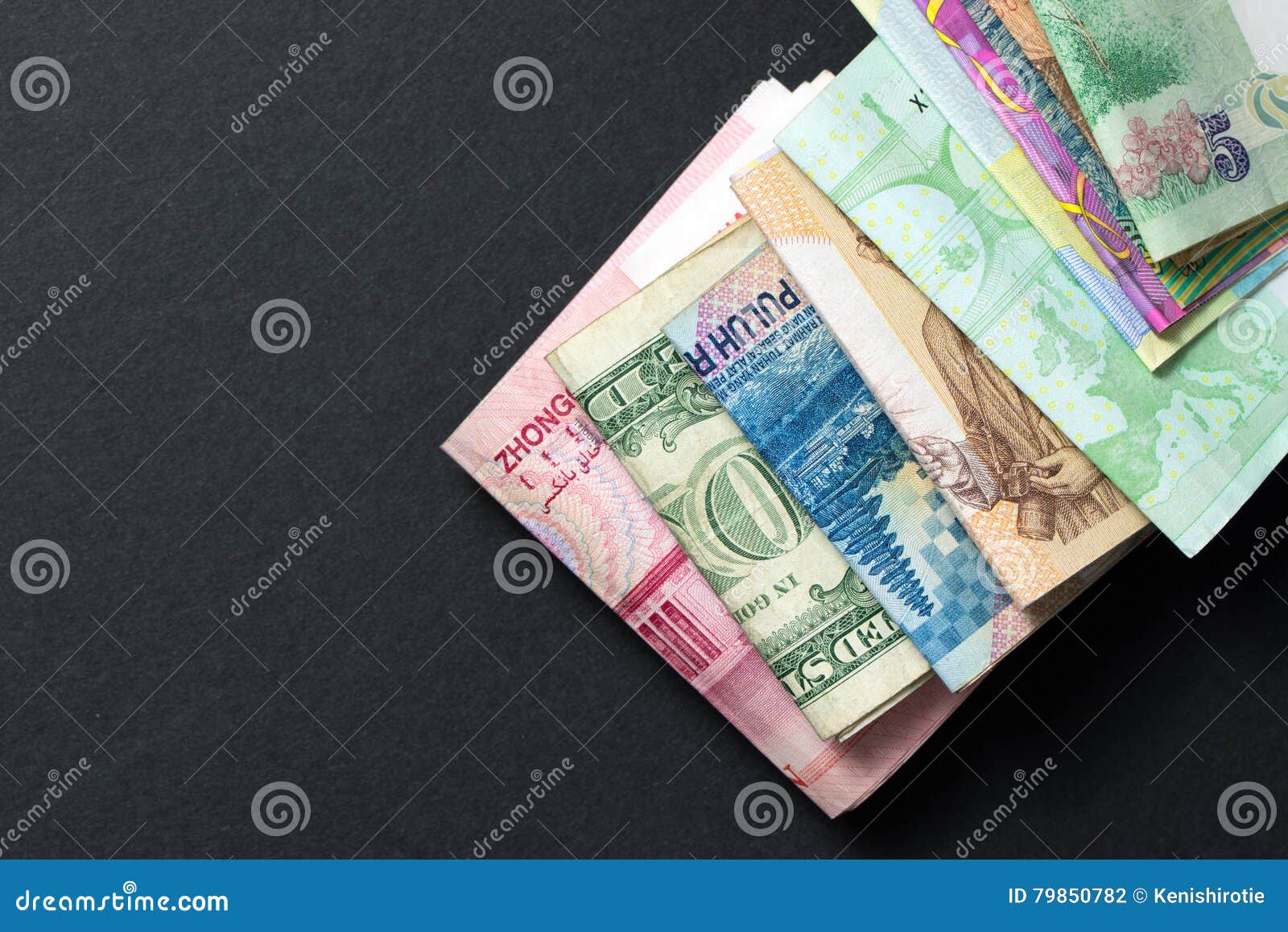 Foreign currency banknotes stock photo. Image of background - 79850782