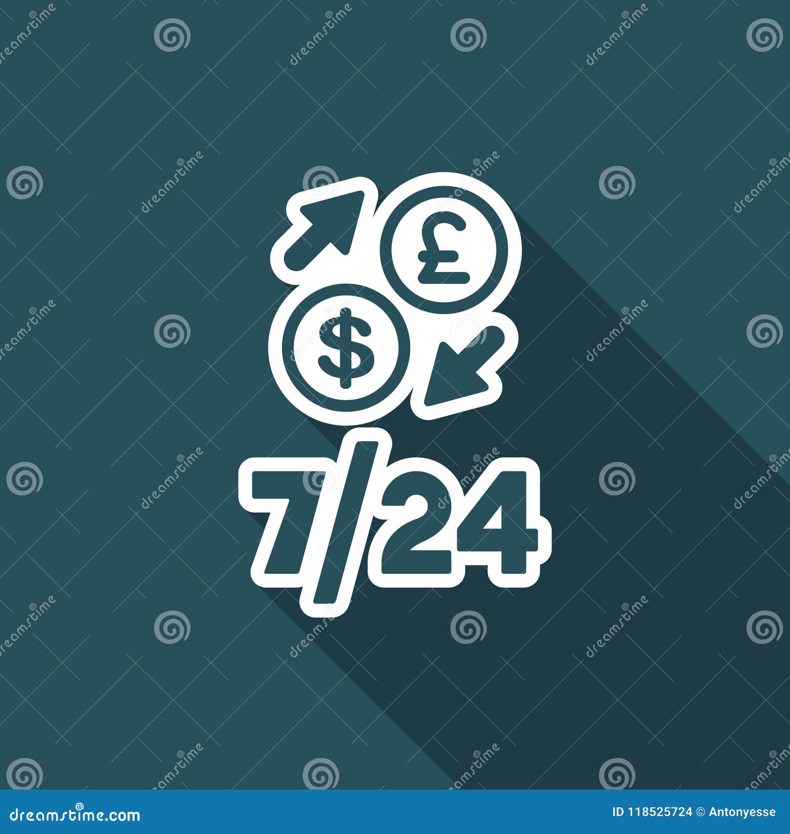 Foreign Currency Exchange 7/24 - Dollar - Sterling - Vector Web Icon ...