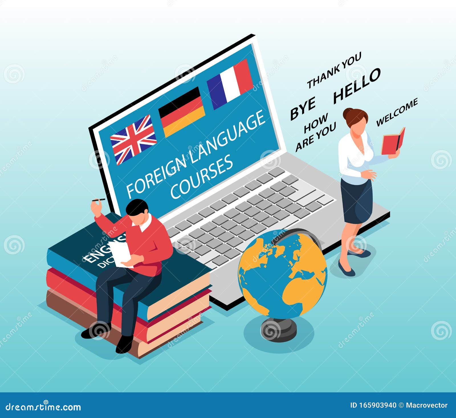 Foreign Language Courses Composition Stock Vector - Illustration of ...