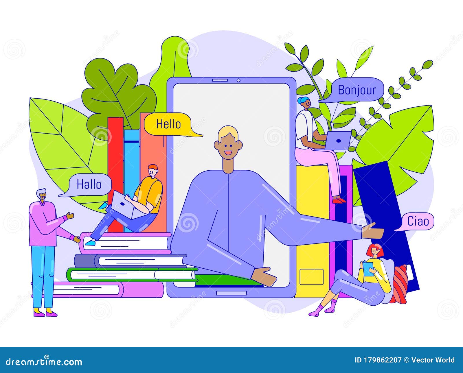 Foreign Greeting. Multilingual Hello, Different Languages. Cartoon ...
