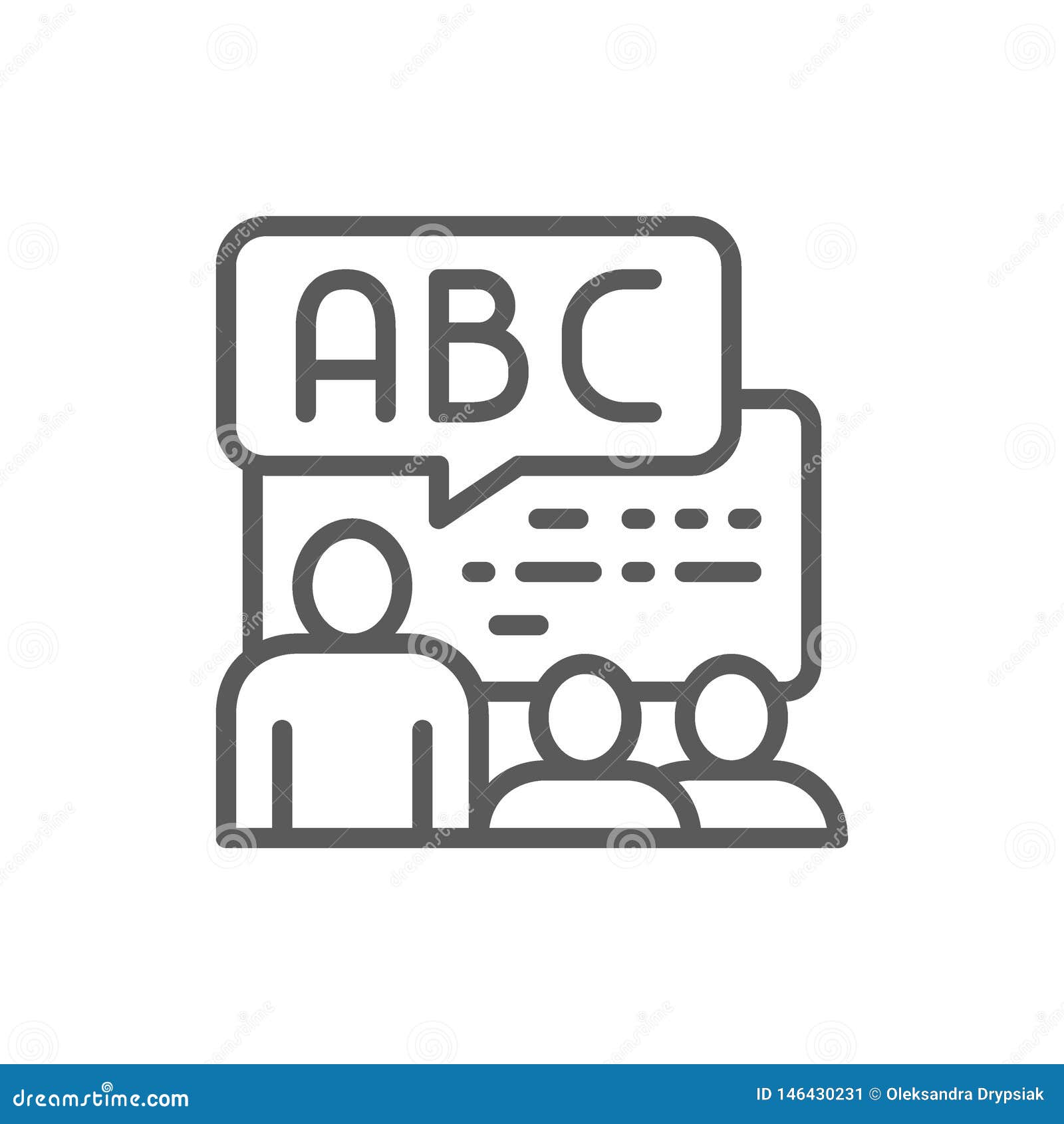 Foreign Language Lessons, Training Line Icon. Stock Vector ...