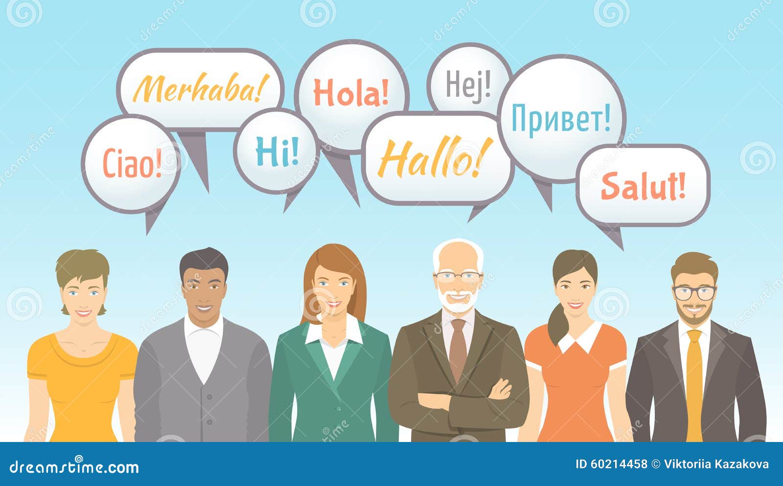 Foreign Language School For Adults Flat Illustration Stock Vector