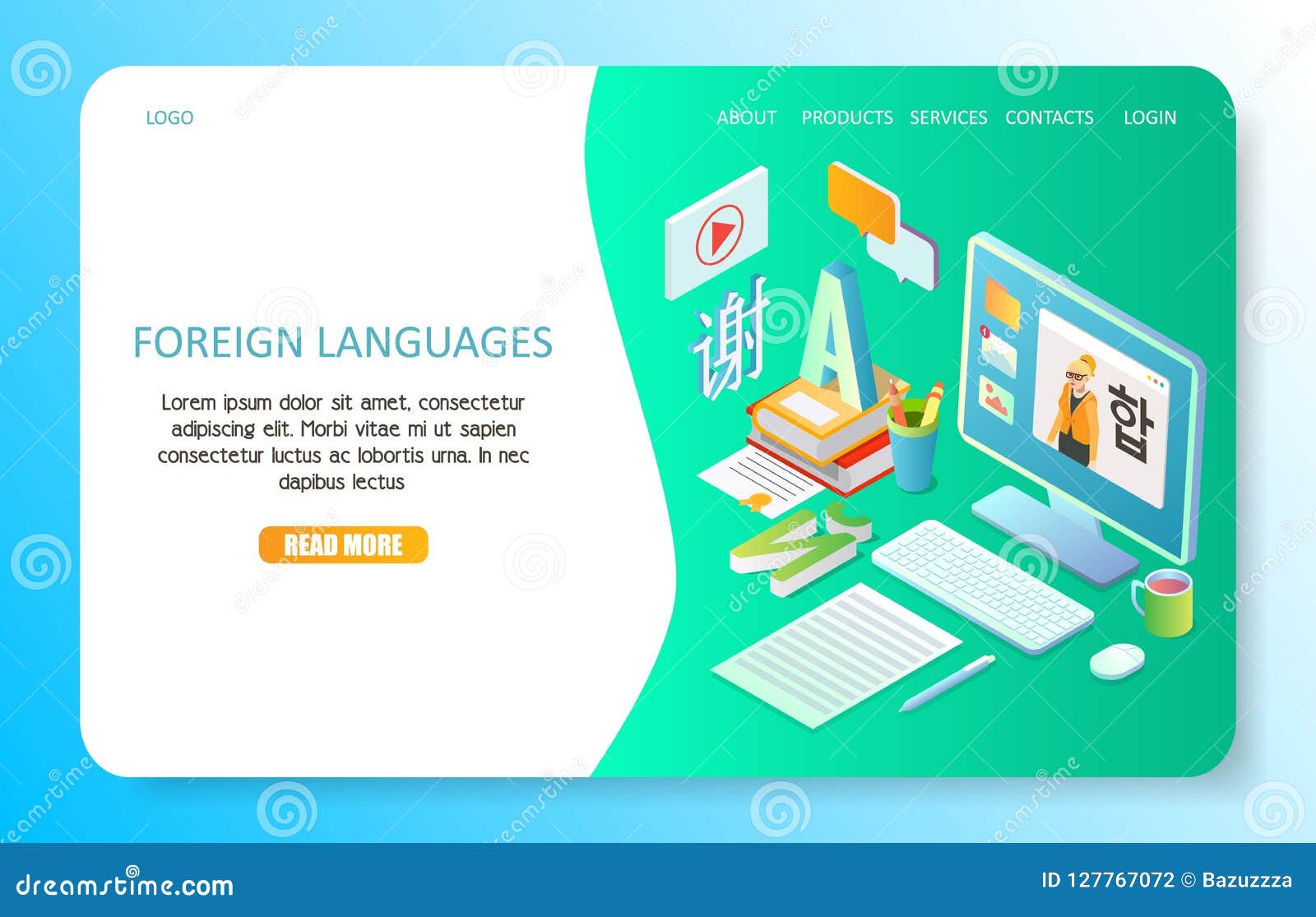 Foreign Languages Landing Page Website Vector Template Stock Vector ...