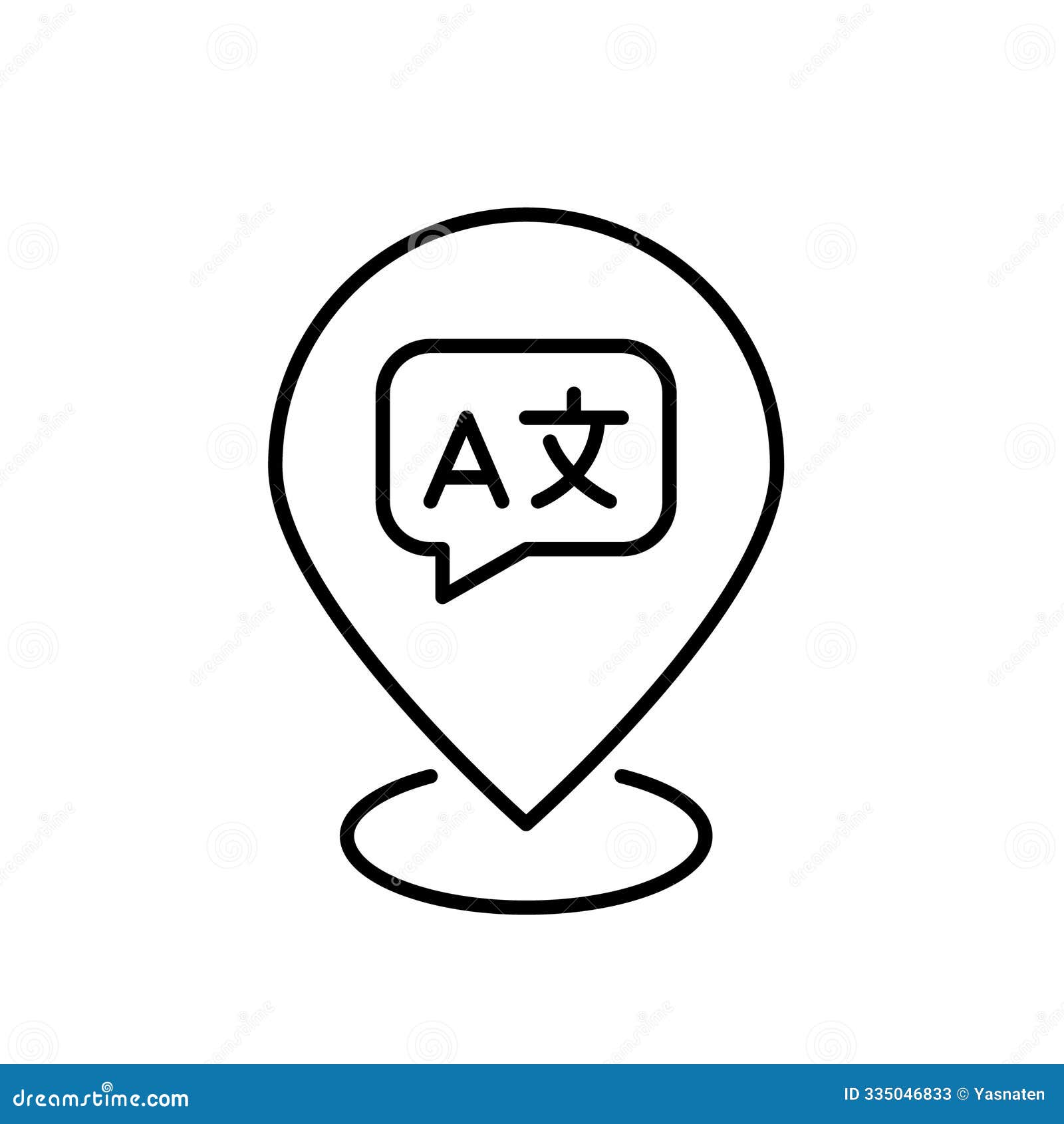 Foreign Languages Symbols in Speech Bubble. Location Map Pointer Stock ...