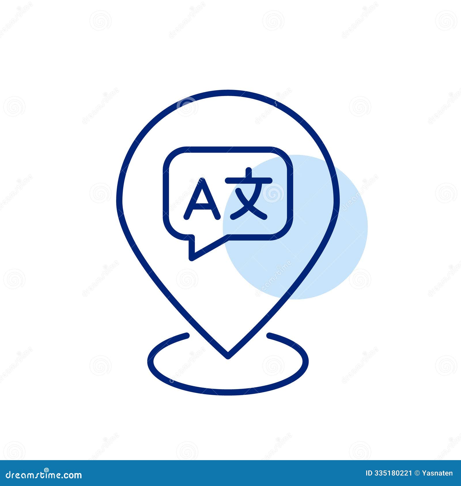 Foreign Languages Symbols in Speech Bubble. Location Map Pointer Stock ...