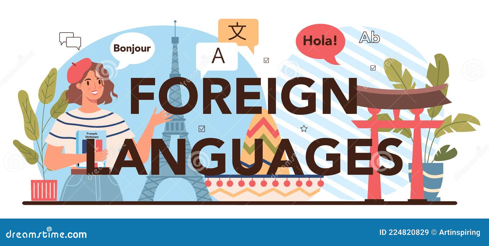 Foreign Languages Typographic Header. Language School Stock Vector ...