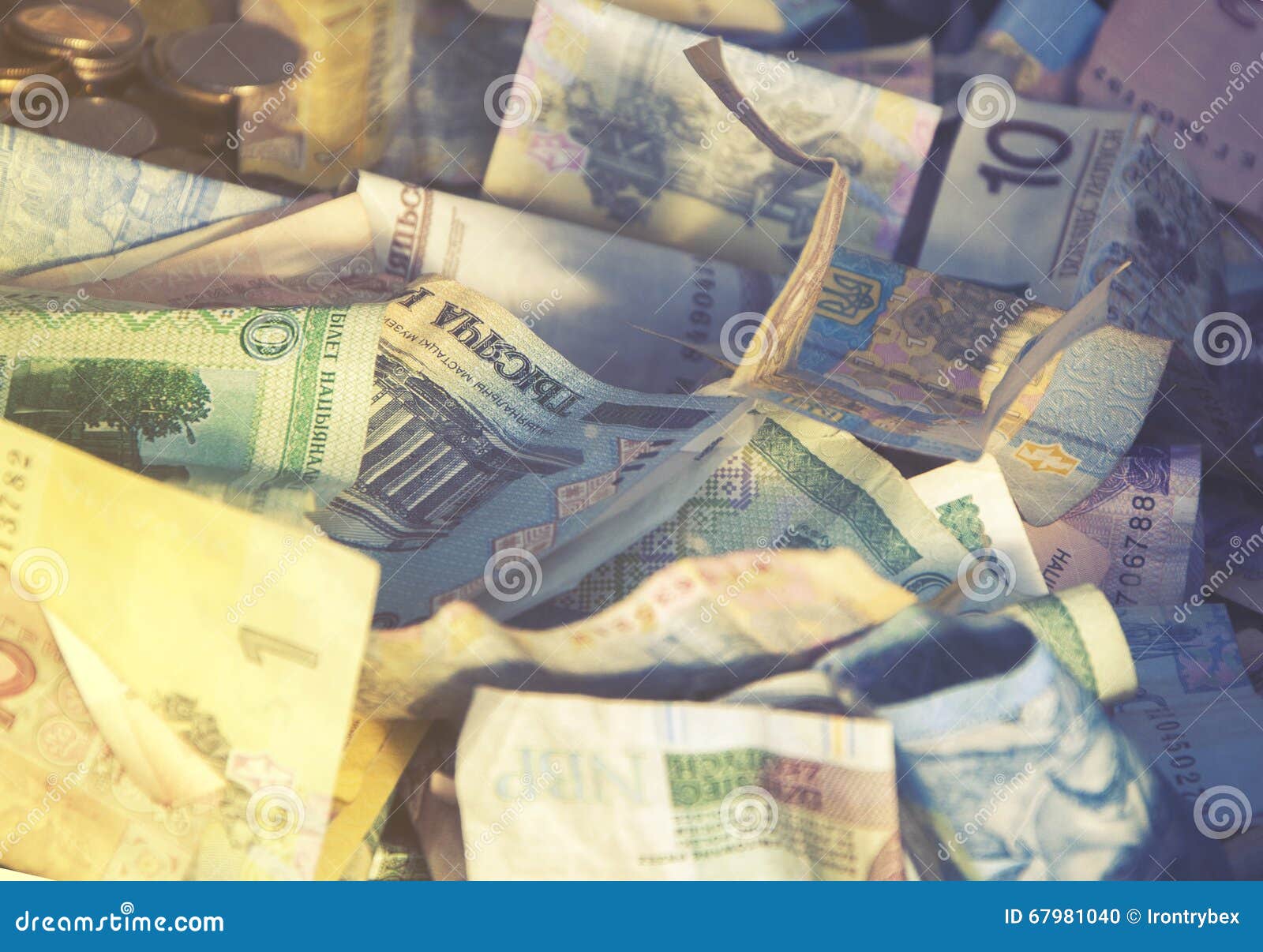 Foreign Money Collage Background. Bank Notes from Different Countries ...