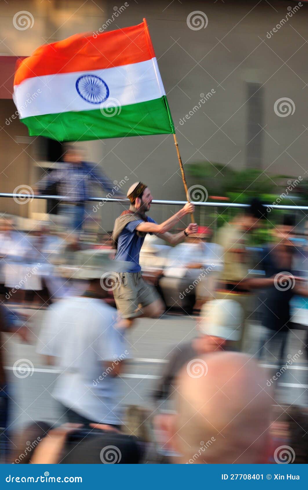 Foreigner Running with the Indian Flag Editorial Photo - Image of ...