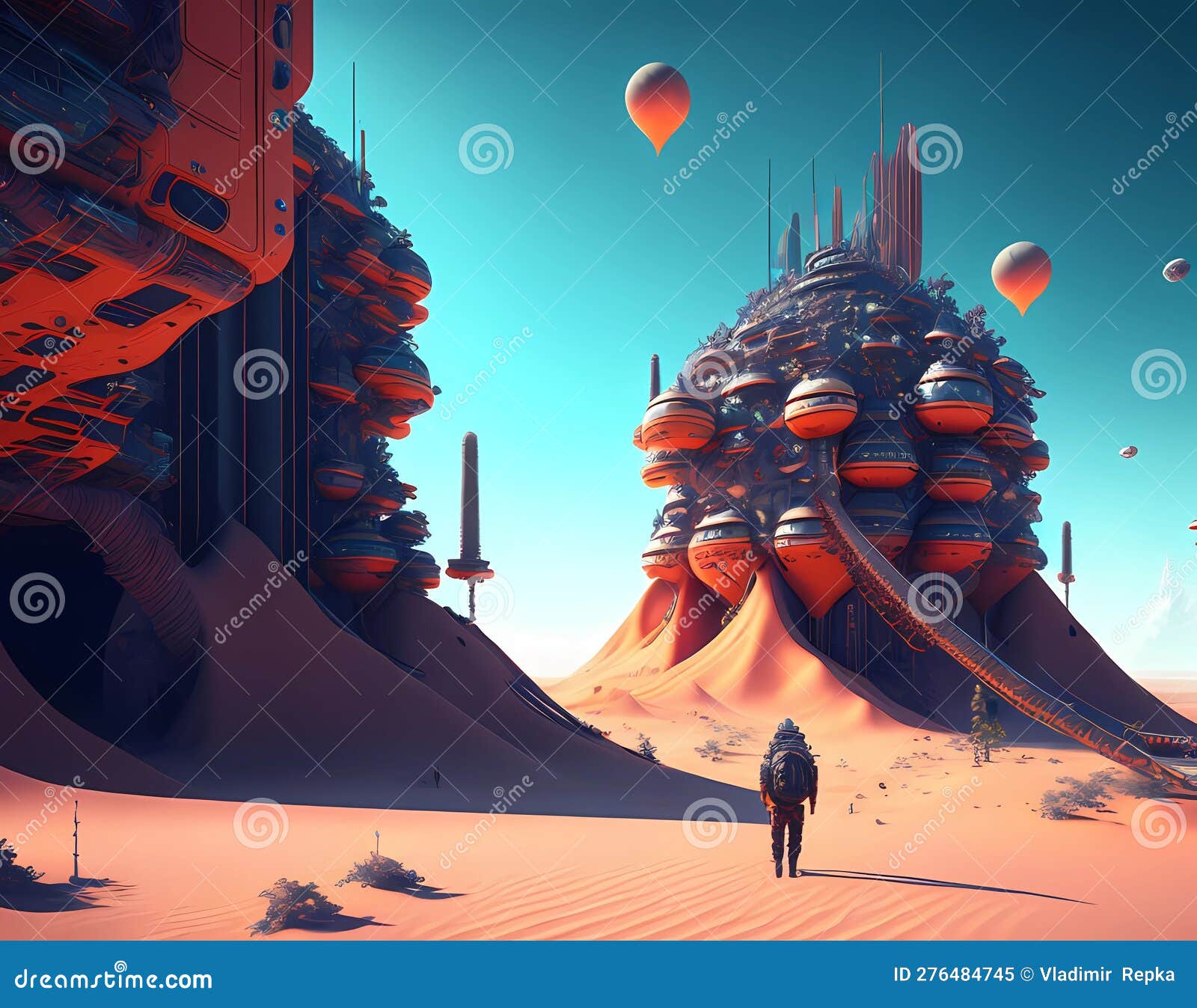 On the Foreing Planet - AI Generated Artwork Stock Illustration ...