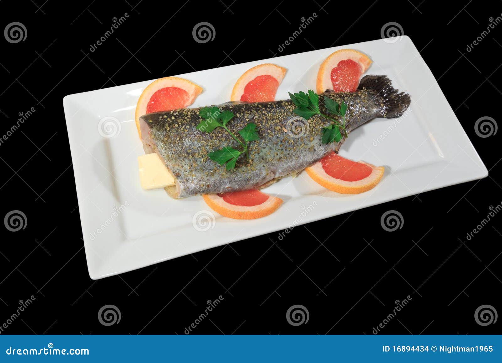 Forell arkivfoto. Bild av olja, banta, isolerat, grillat - 16894434