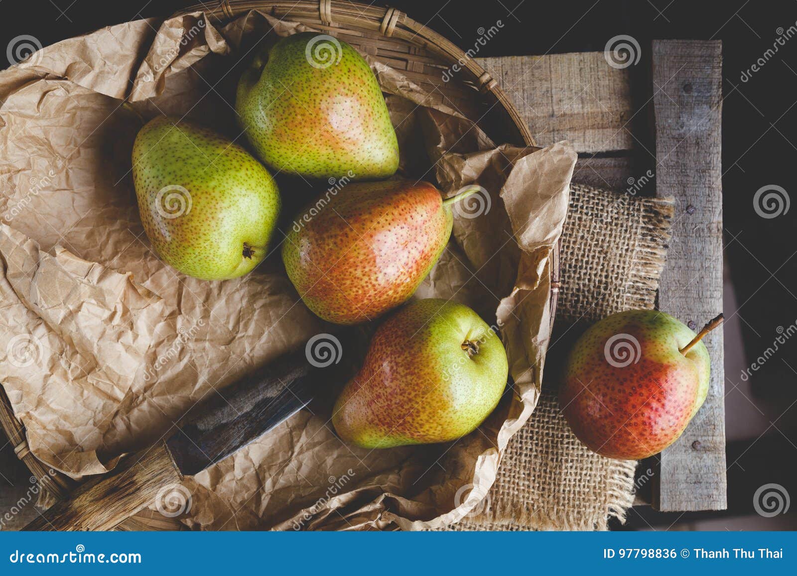 Forelle Pears stock photo. Image of dark, basket, ripe - 97798836