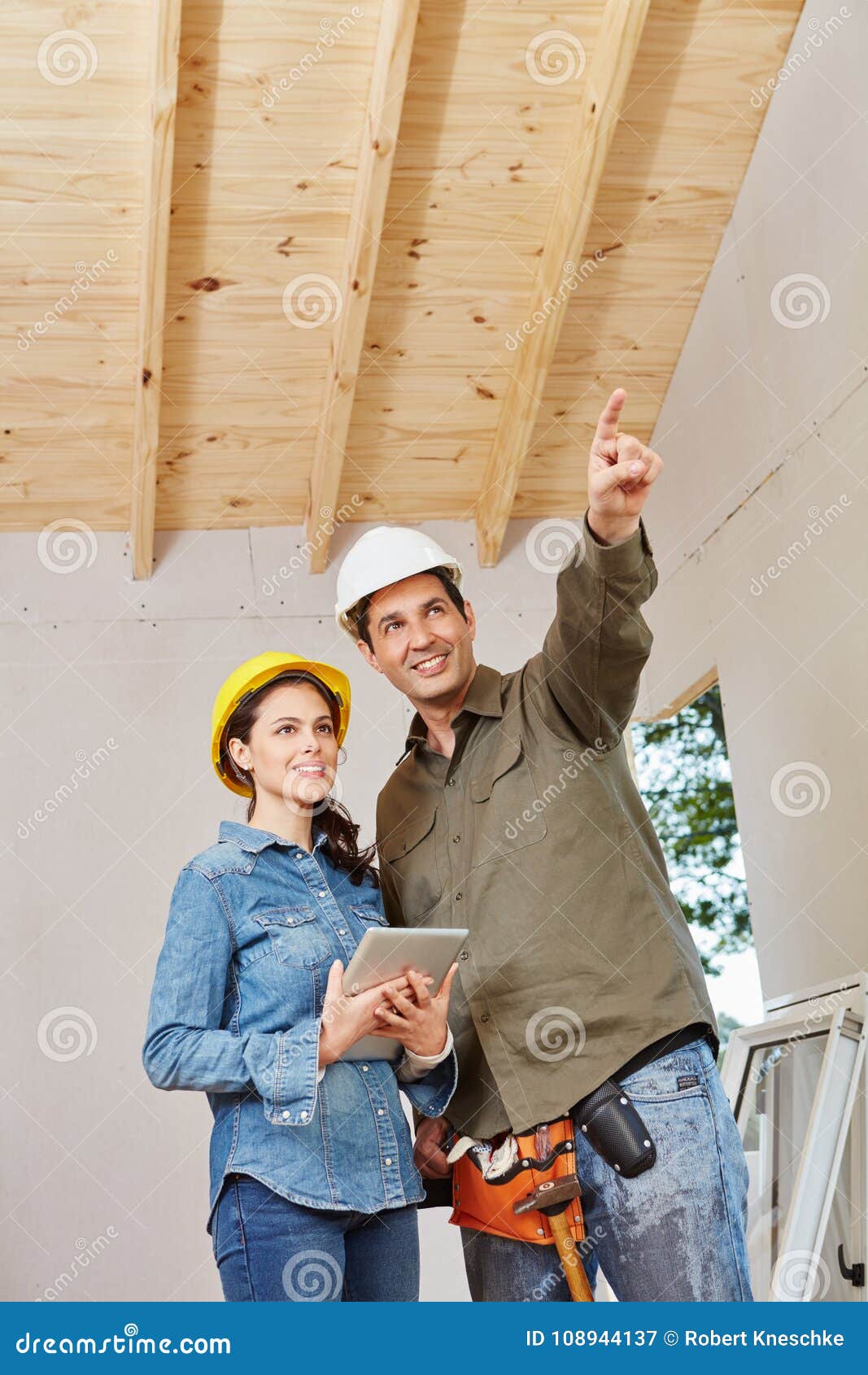 Foreman and Apprentice Working and Learning Stock Image - Image of ...