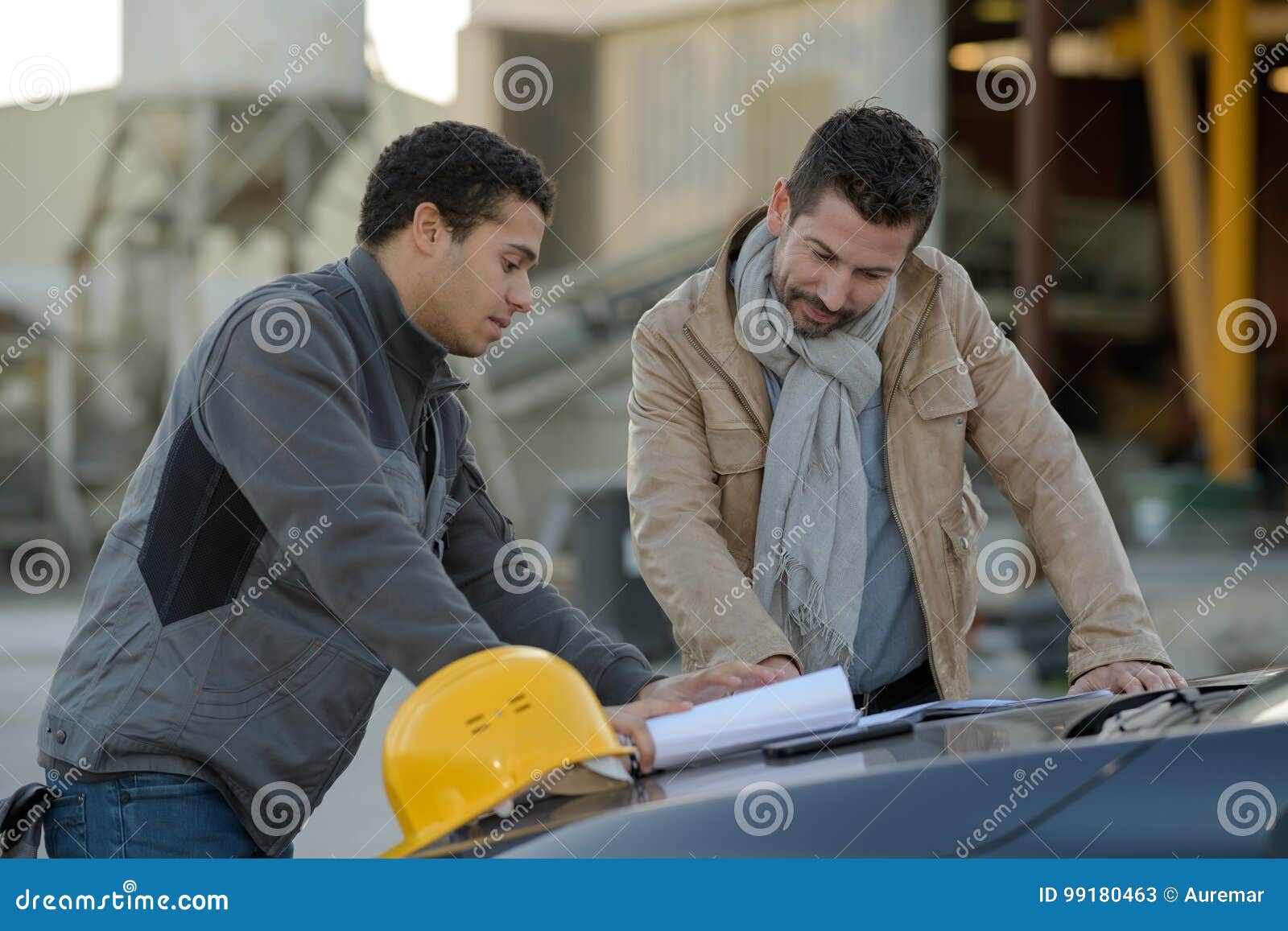 Foreman and Architect Having Conversation Stock Image - Image of idea ...
