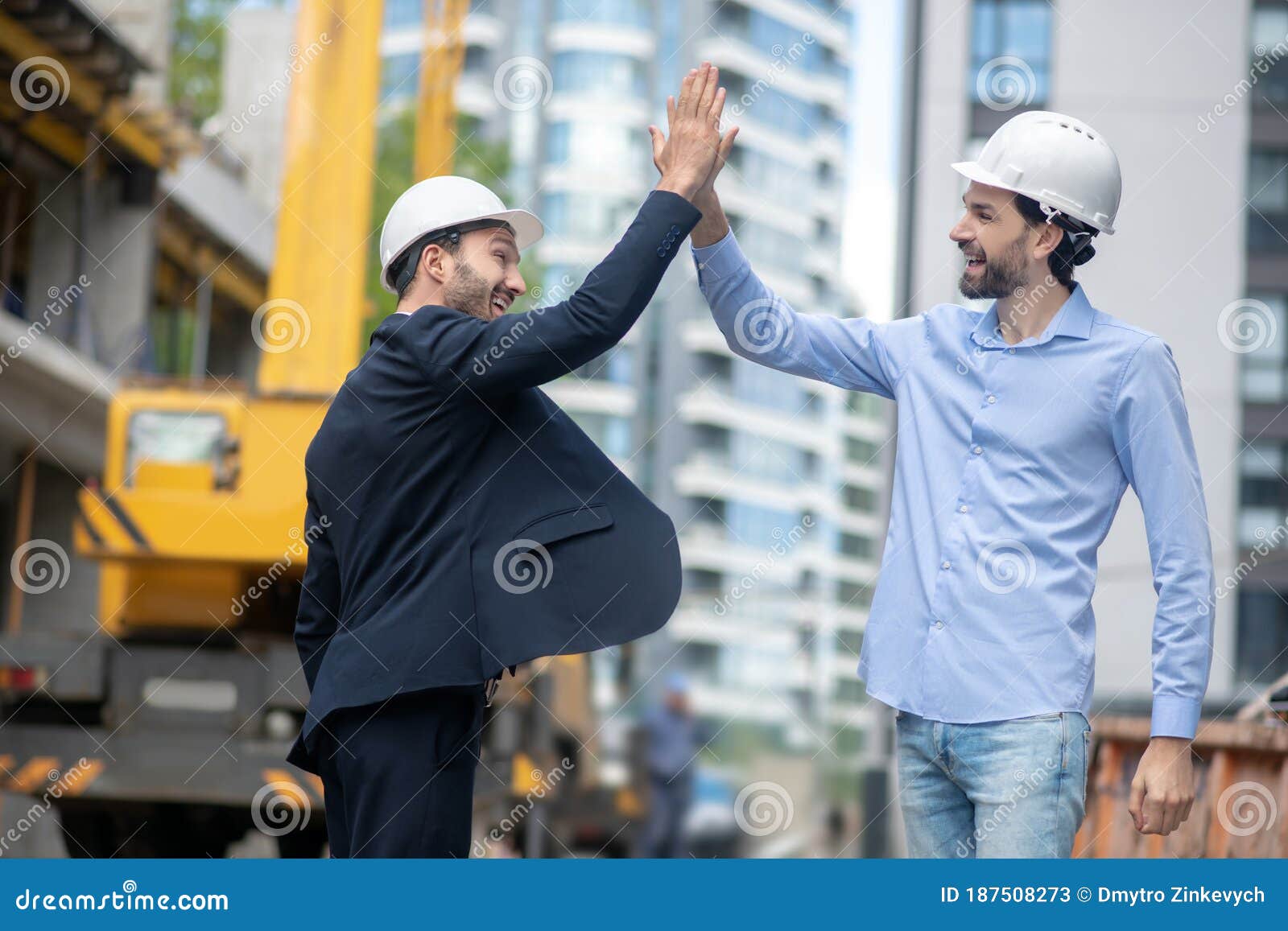 Foreman and Building Supervisor Giving Each Other High Five Stock Image ...