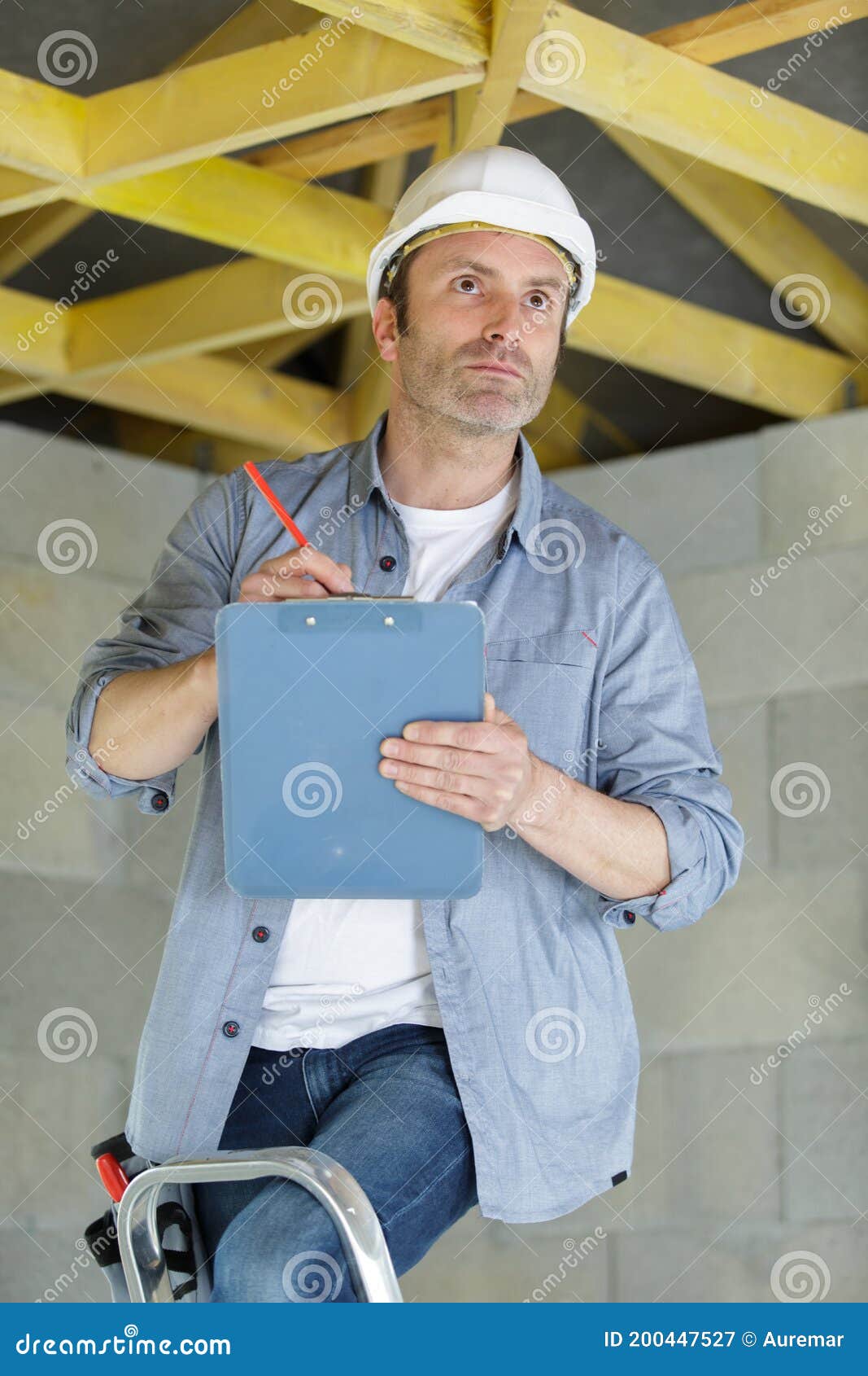 Foreman Checking Something with Clipboard Stock Image - Image of ...