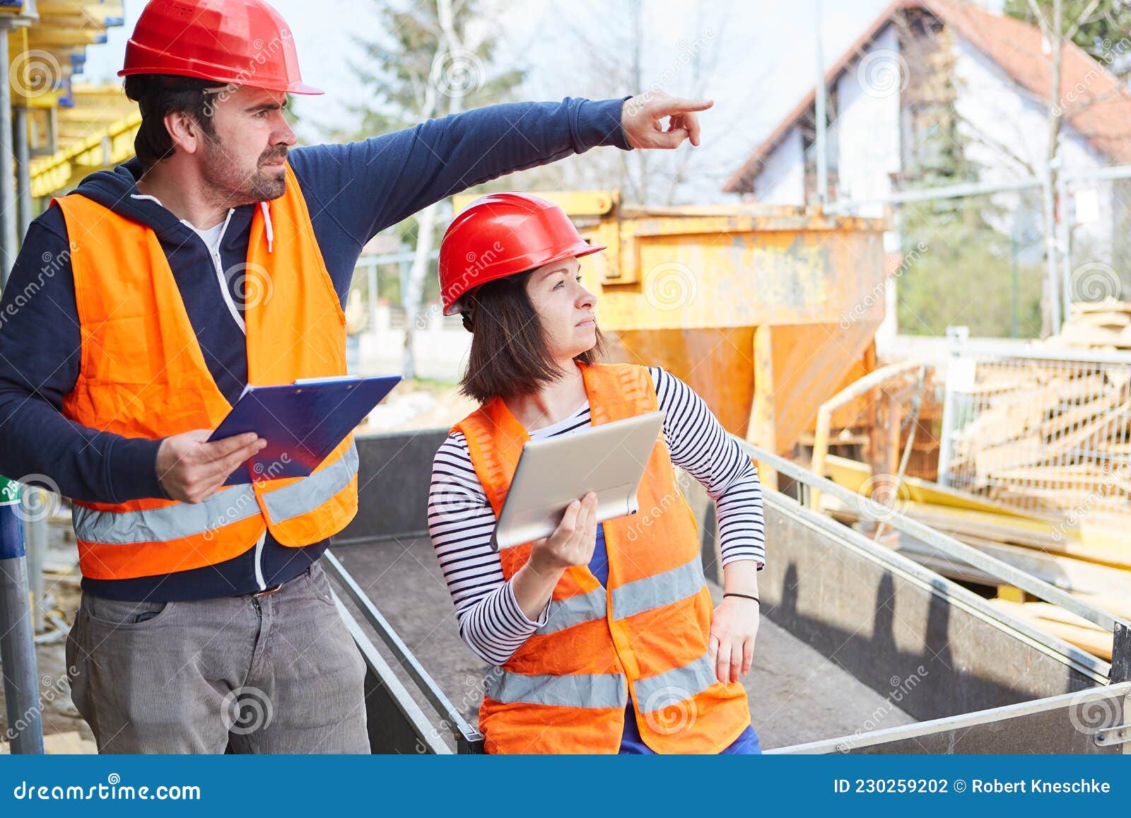 Foreman with Checklist and Architect with Computer Stock Photo - Image ...