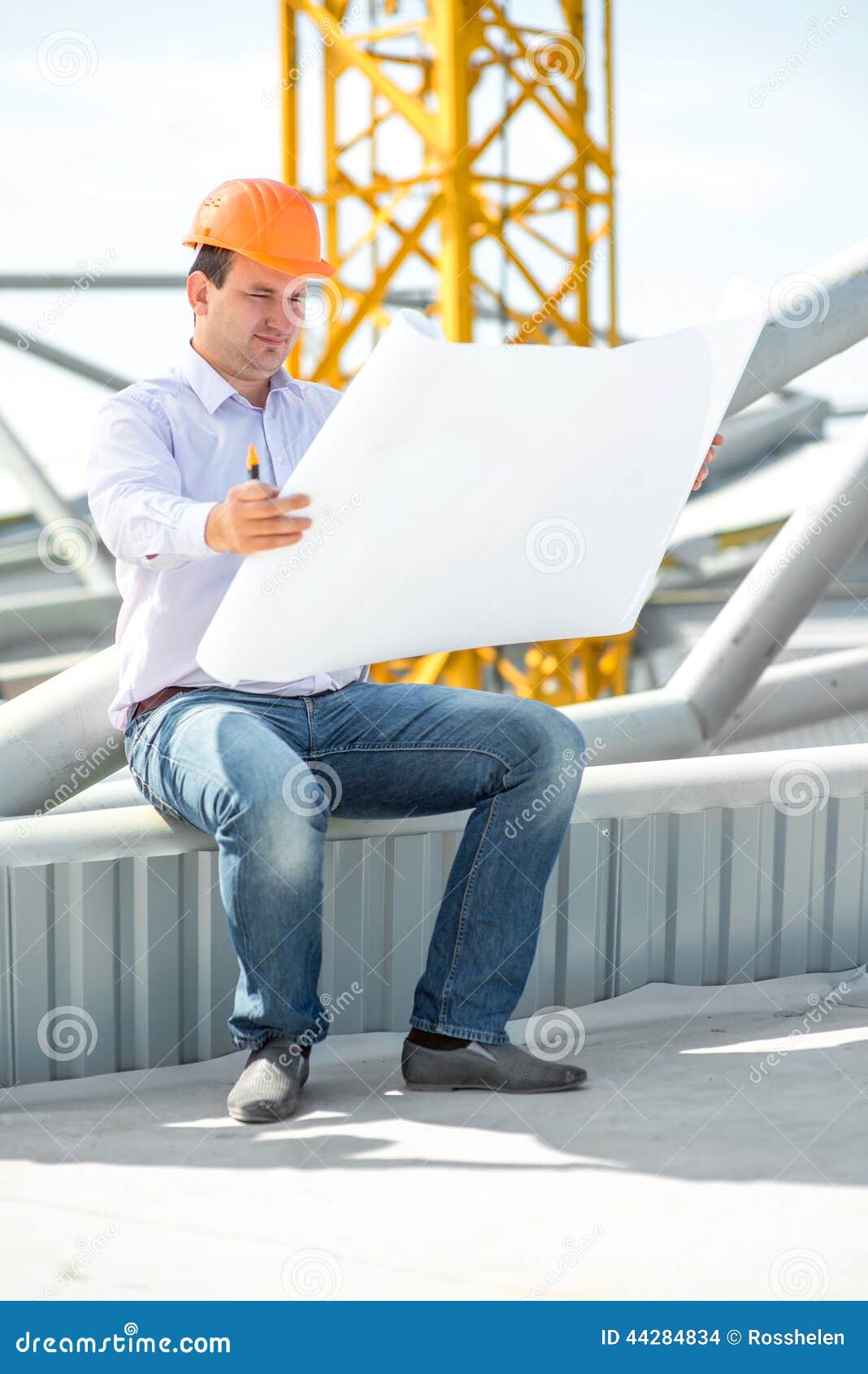 A Foreman at the Construction Stock Photo - Image of people, helmet ...