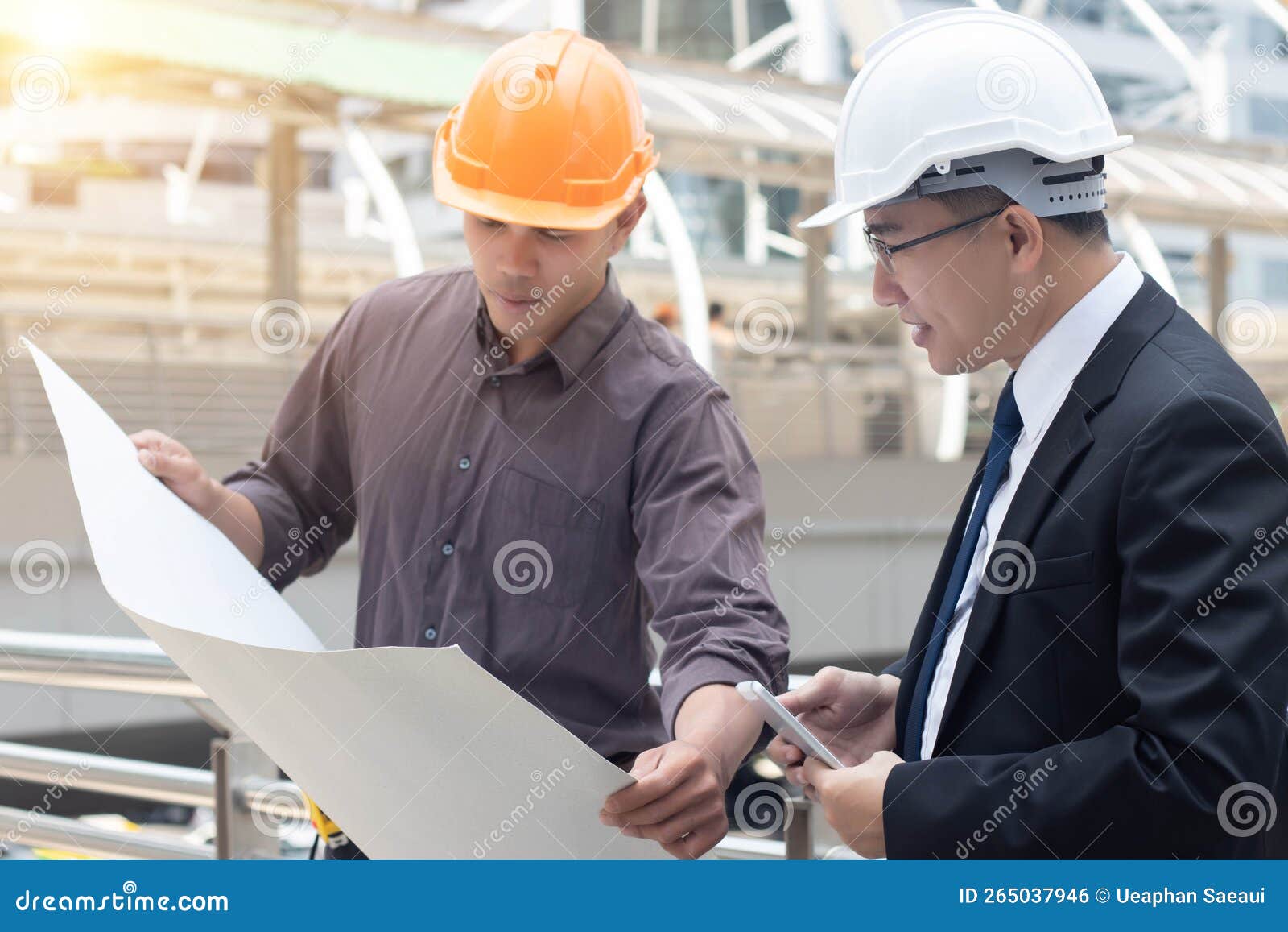 Foreman Construction Engineer Working in City Center, Concept Teamwork ...