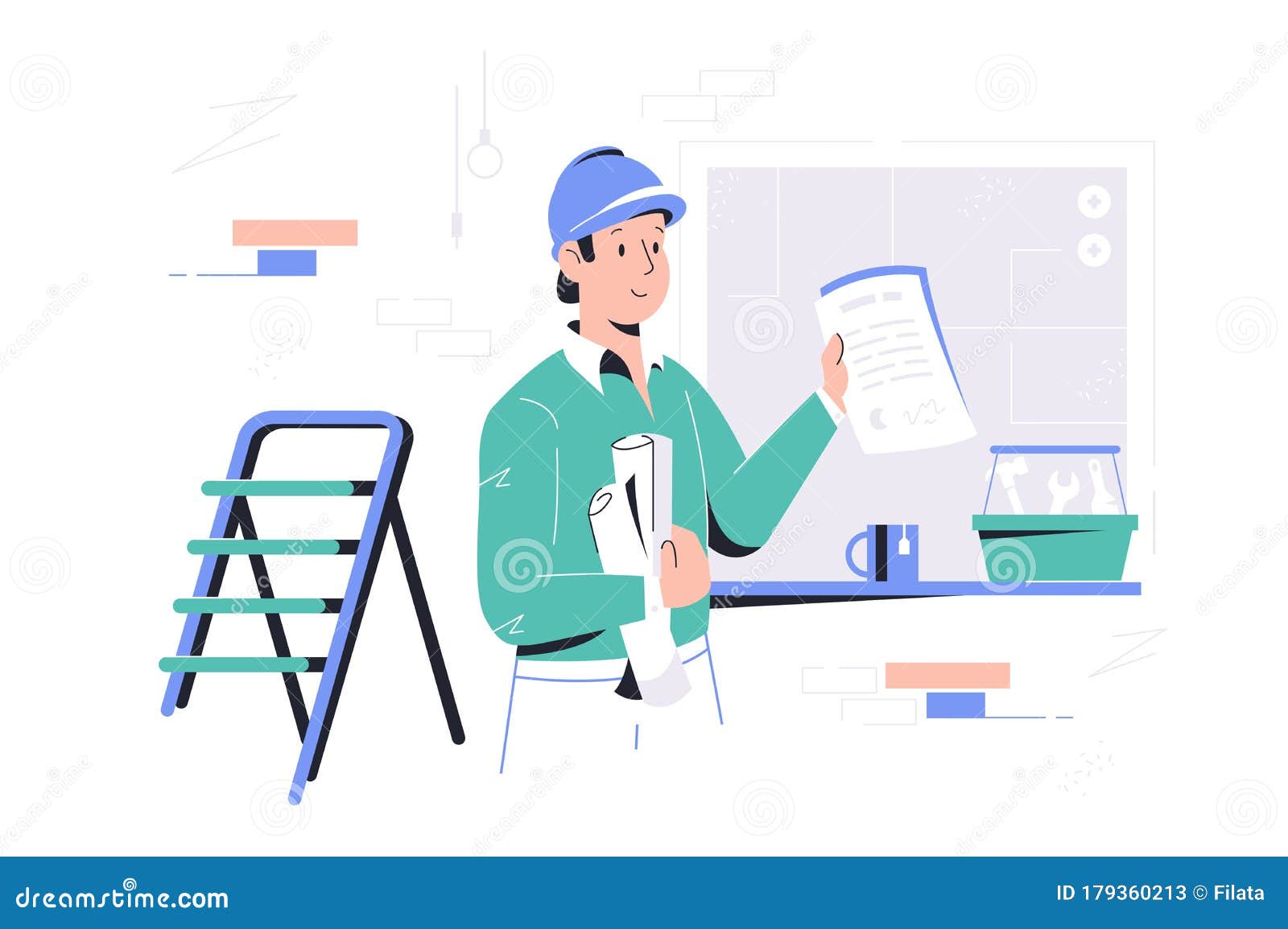 Foreman on Construction Site Stock Vector - Illustration of equipment ...