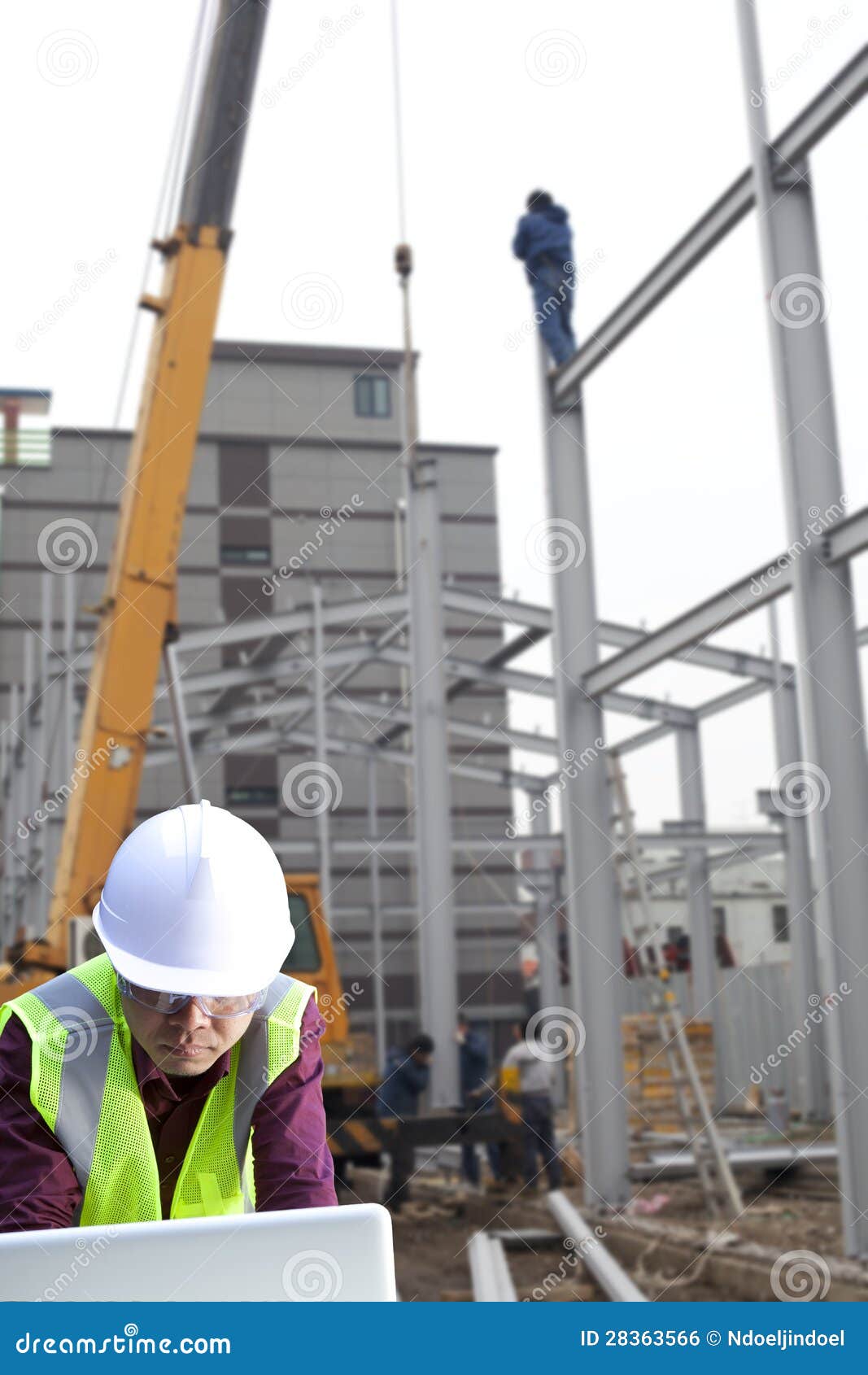 Foreman At Construction Site With Working Drawings Royalty-Free Stock ...