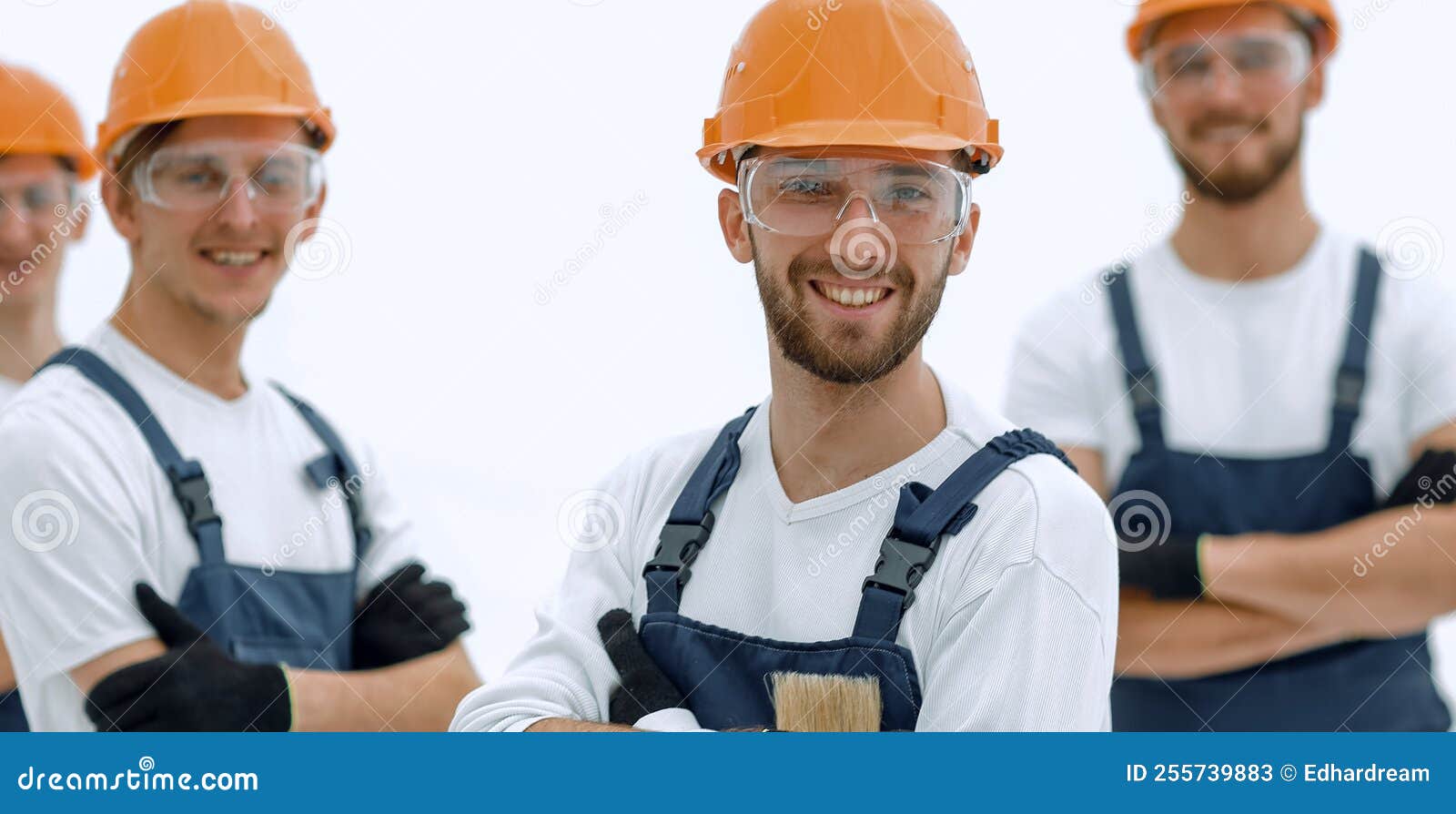 Foreman and Construction Team Isolated on White Stock Image - Image of ...