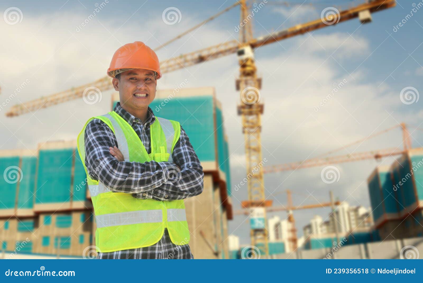 Foreman At Construction Site With Working Drawings Royalty-Free Stock ...