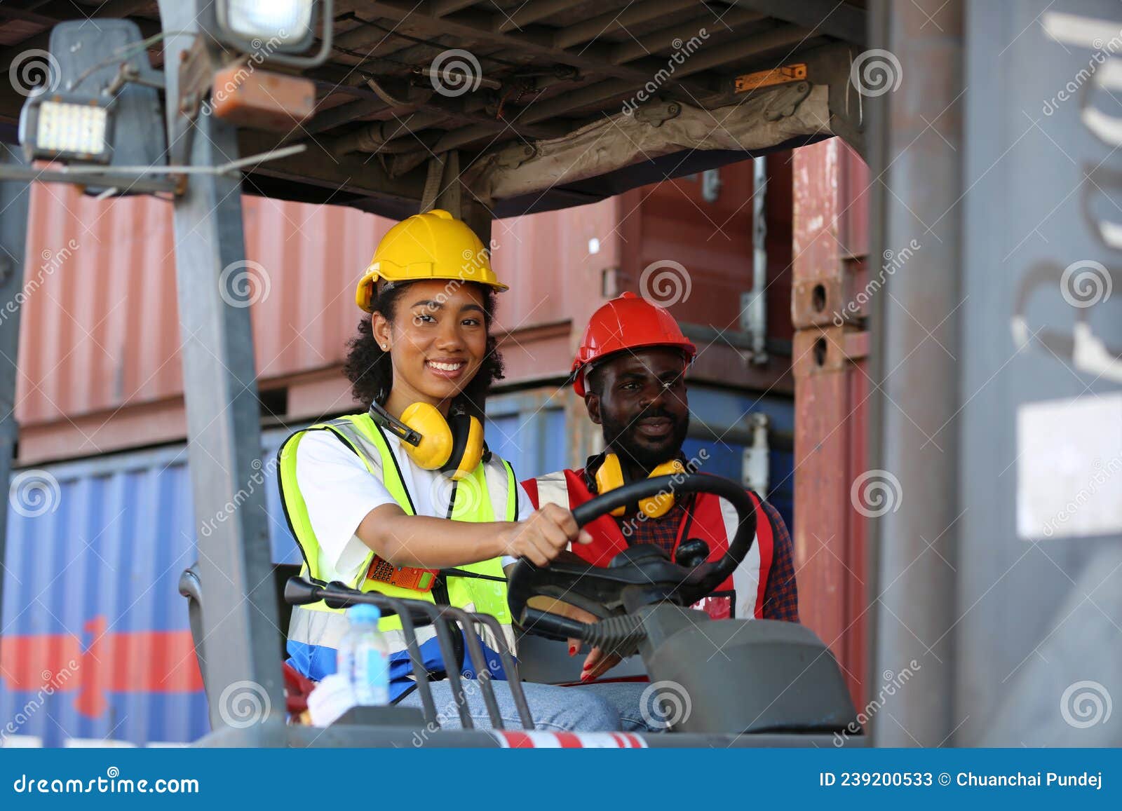 Foreman Control Loading Containers Box from Cargo Freight Ship for ...