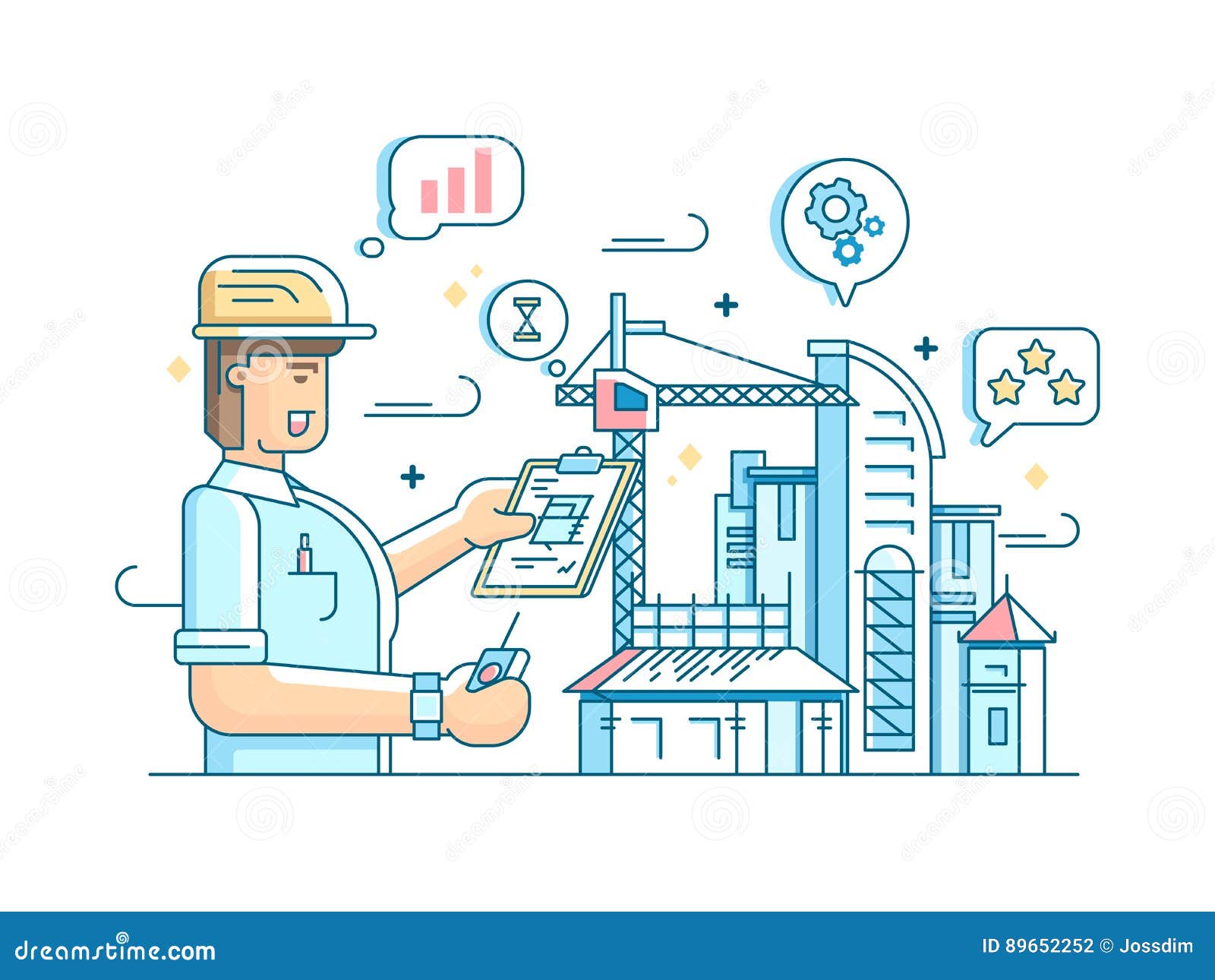 Foreman Control Building Demolition. Builders Characters In Uniform ... Foreman Control Building Demolition. Builders Characters In Uniform ...