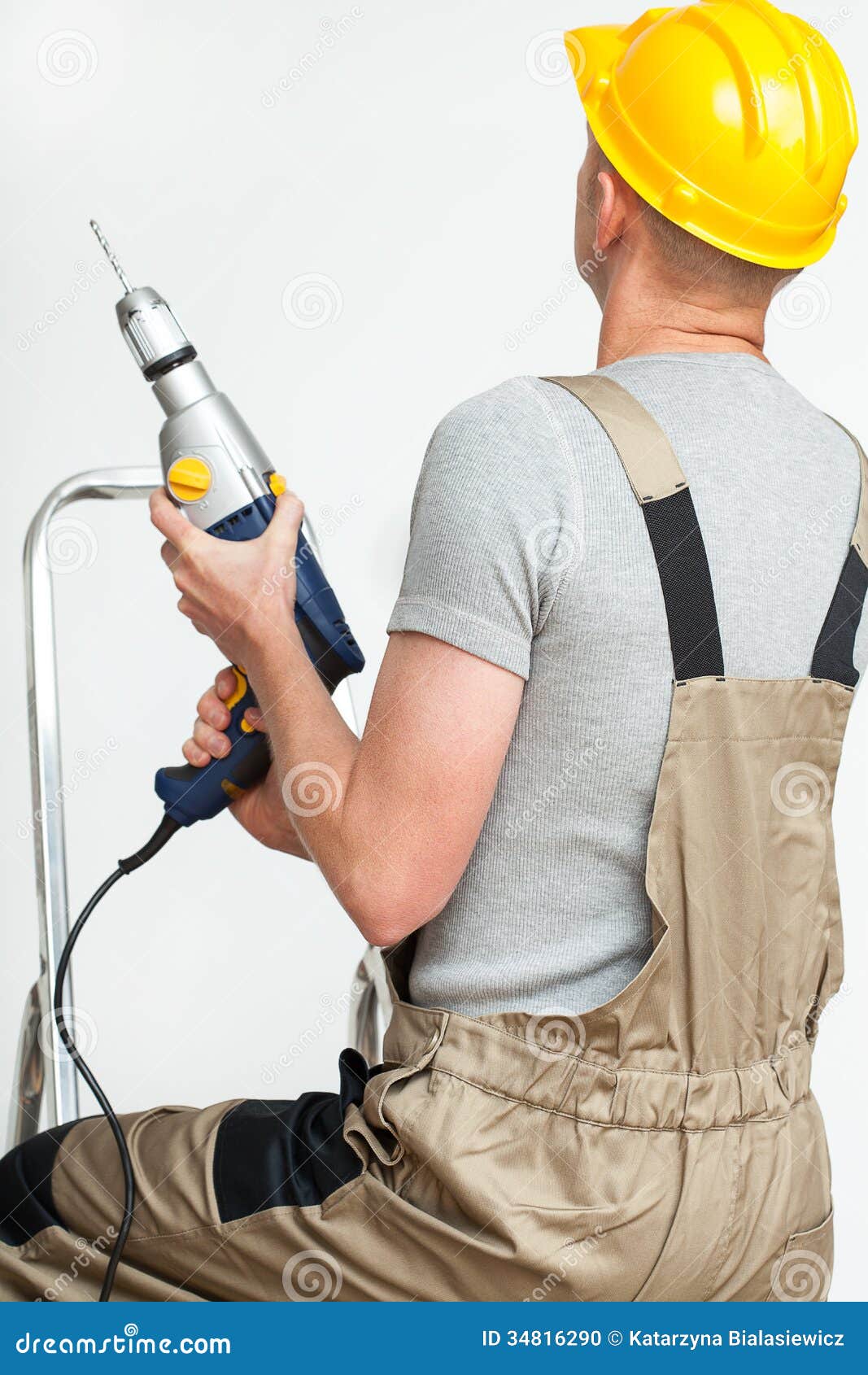Foreman with drill stock photo. Image of safety, building - 34816290